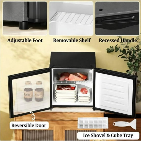 Compact Upright Freezer Countertop Mini Freezer Silver Plastic Steel ...