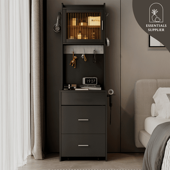 Compact Vanity Desk with Mirror, LED Lights, Charging Station & Stool ...