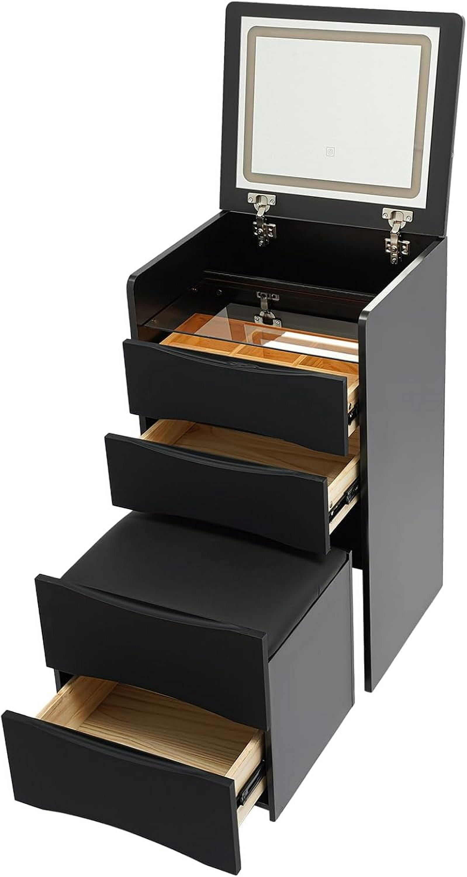 Compact Vanity with Hidden Chair, Integrated Vanity Desk with Flip Top ...