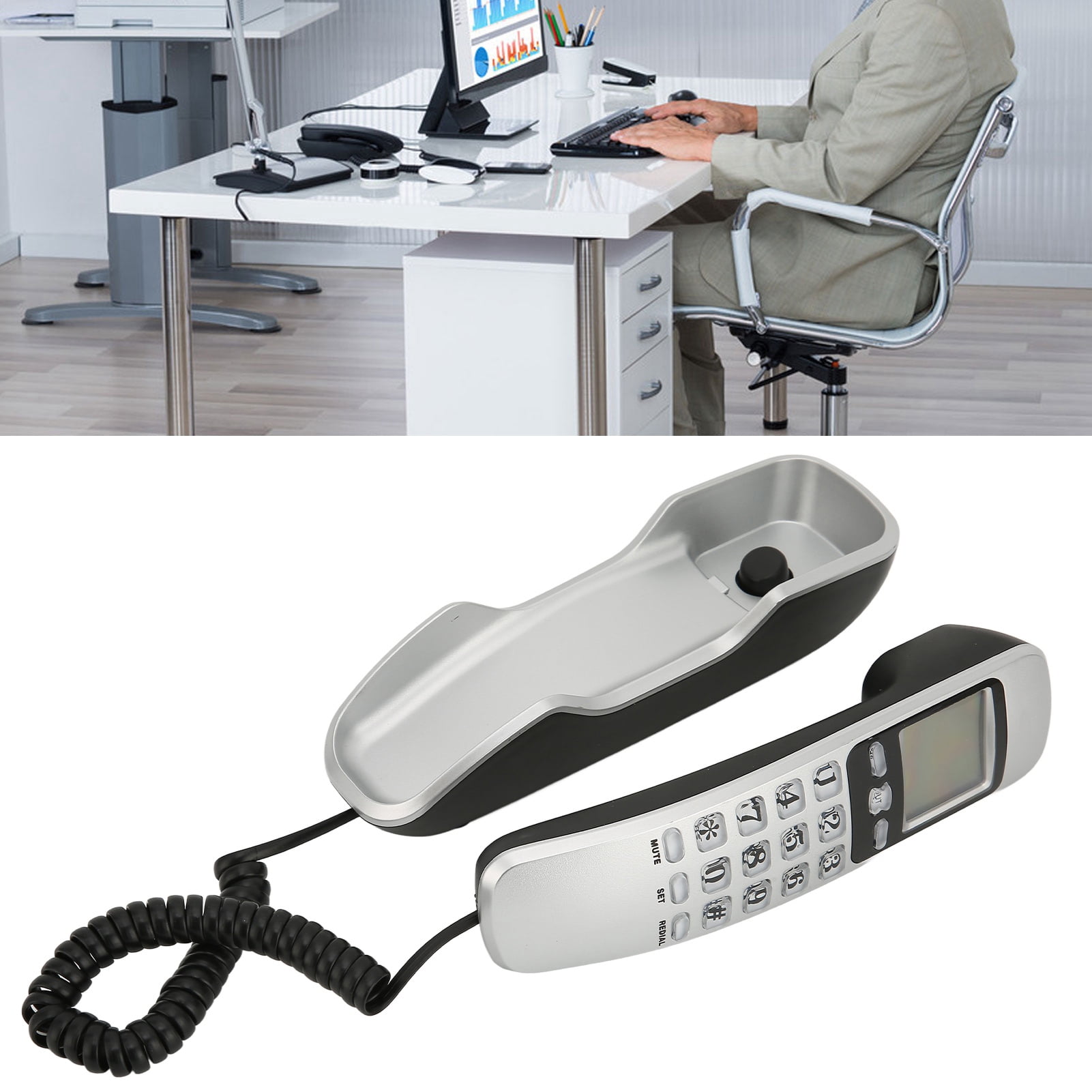 Compact Wall Mount Telephone With Clear LCD, /DTMF Compatible For Easy ...