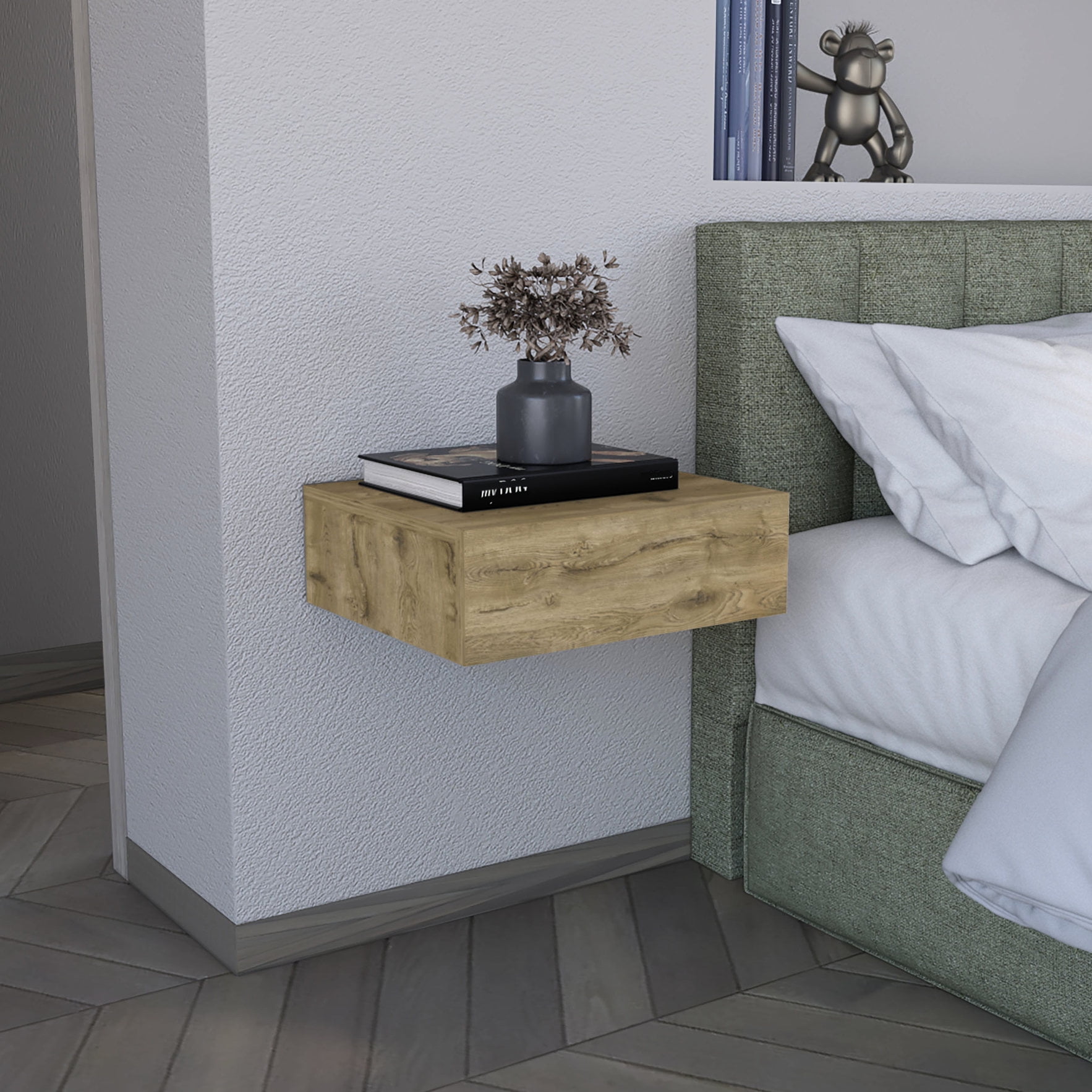 Compact Wall-Mounted Nightstand - Save Space and Organize Bedside Items ...