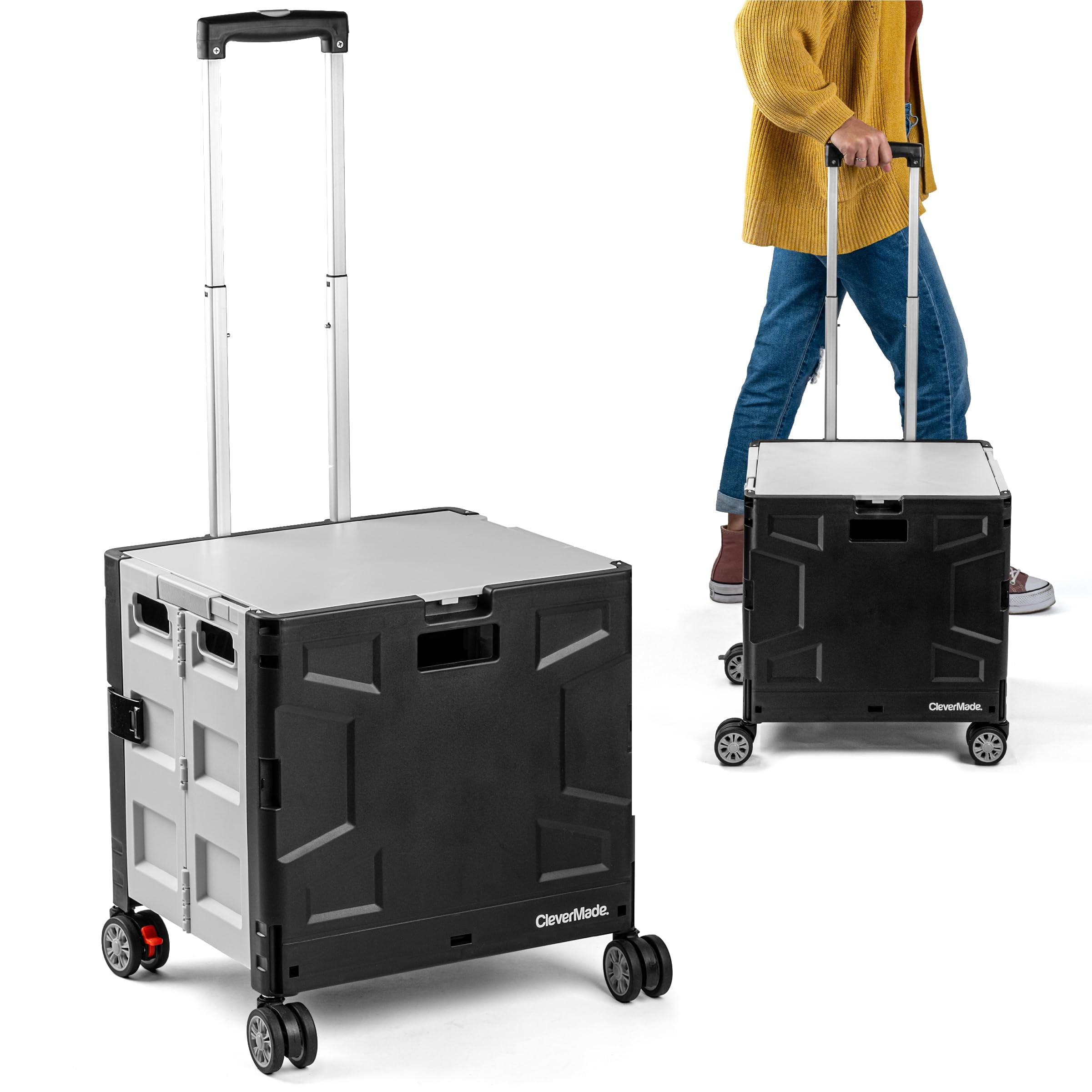 Compact Wheeled Storage Crate with Handle, 360-Degree Mobility for ...
