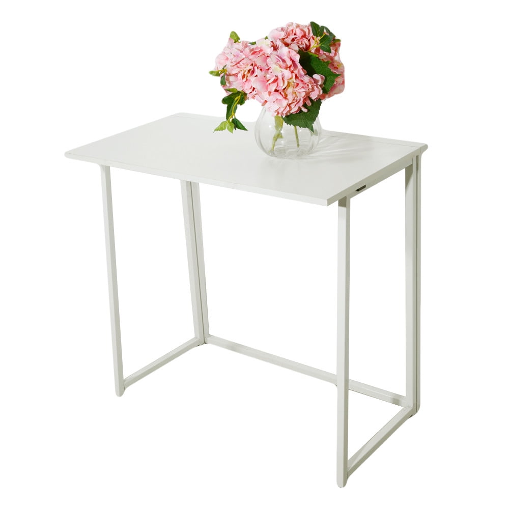 Compact White Folding Writing Desk and Computer Table for Home Office ...