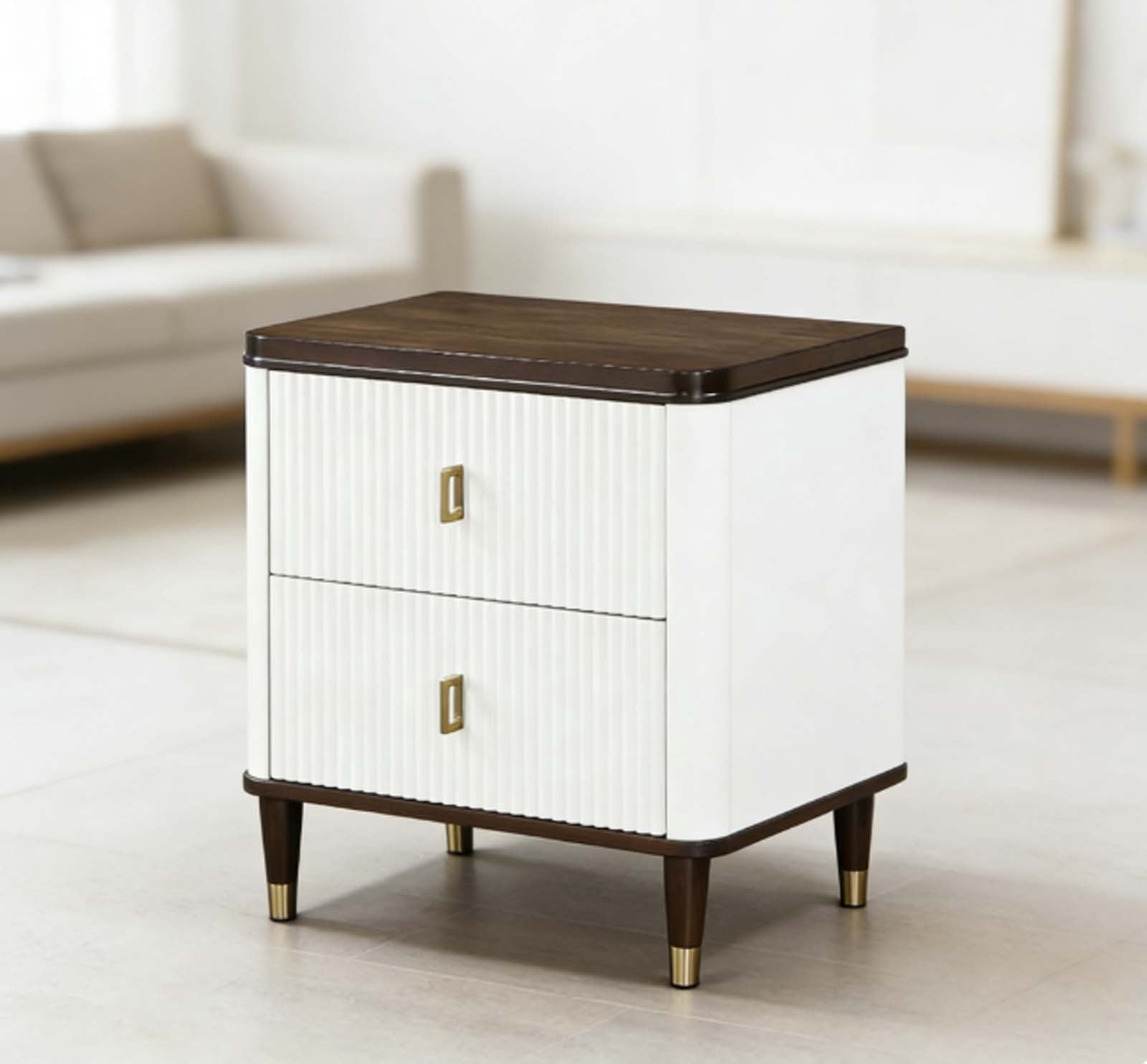 Compact White Night Stand with USB Charging - Modern Bedside Table in ...