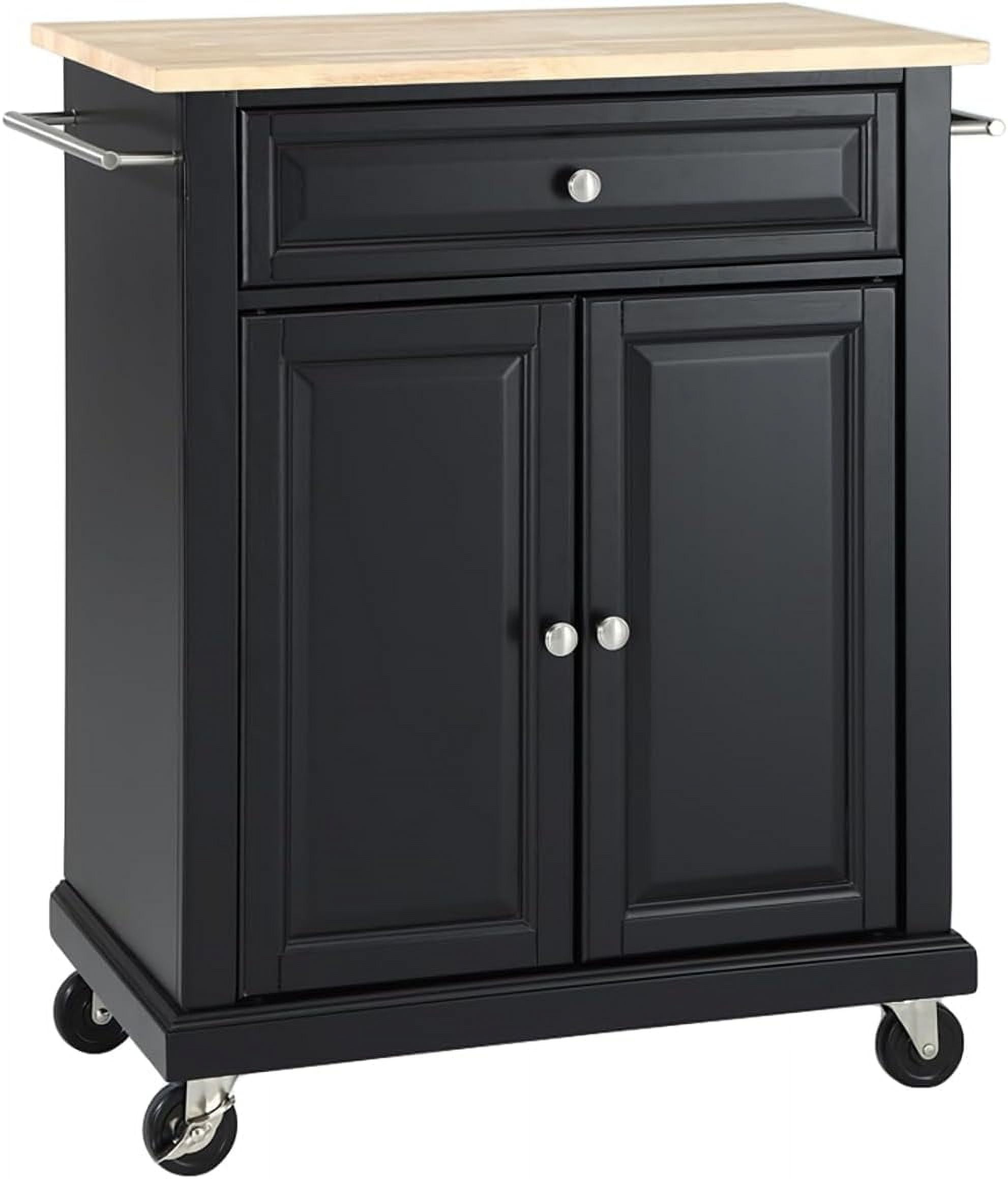 Compact Wood Top Small Rolling Cart with Shelves, Microwave Stand with ...
