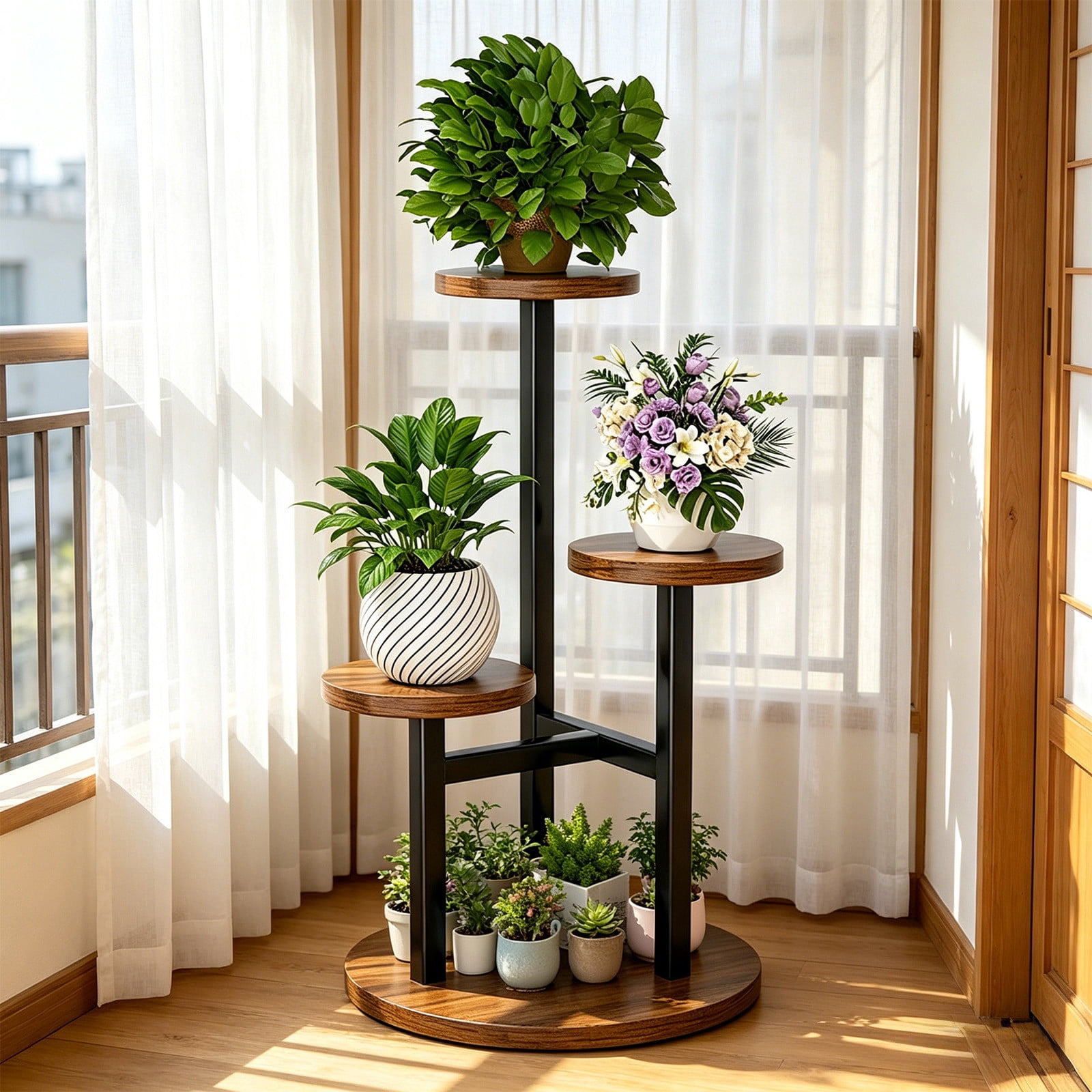 Compact Wooden Display Stand, 21.06in Multi-Layer Compact Wooden ...