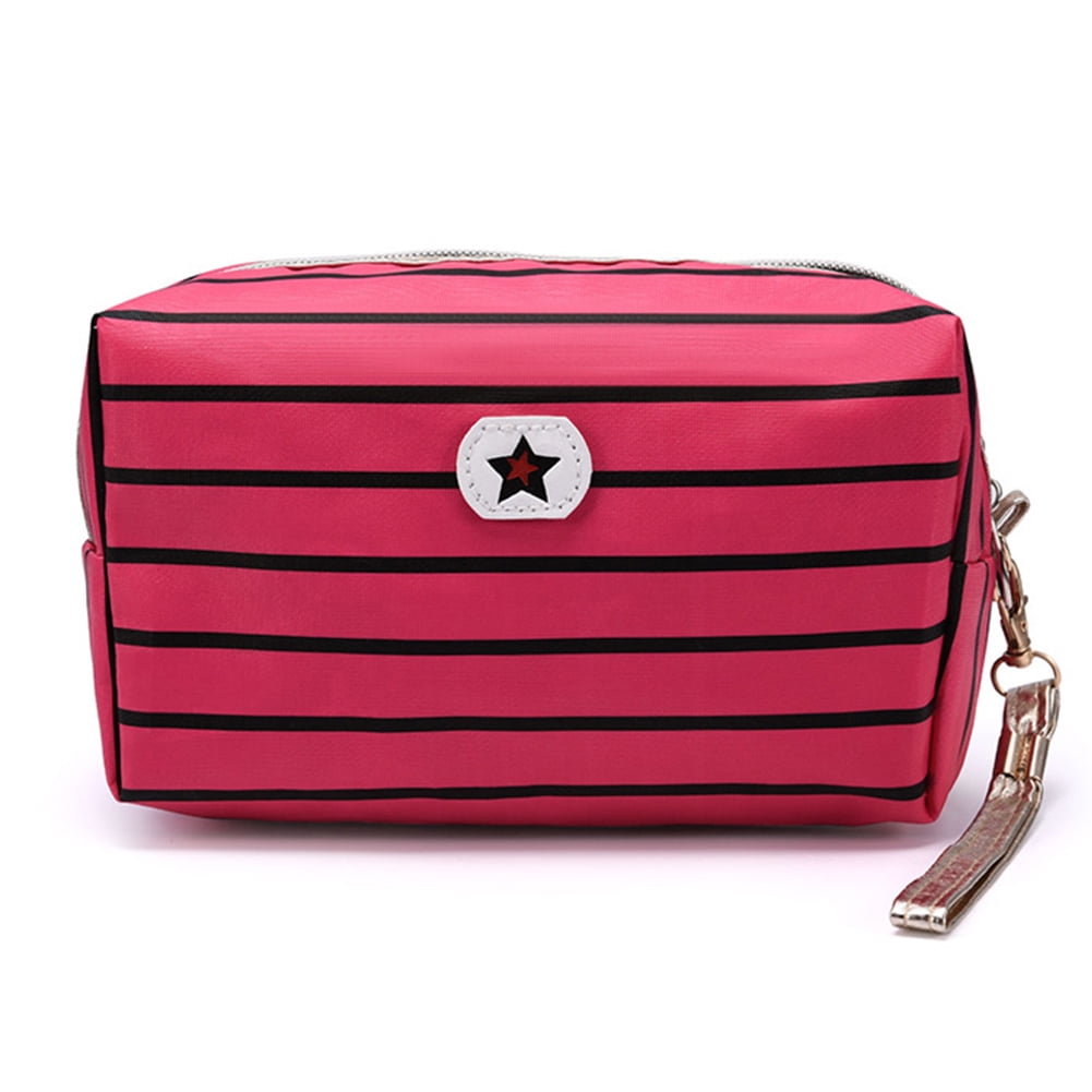 Compact Zippered Cosmetic Pouch for On-the-Go Use Red Travel Makeup Bag ...