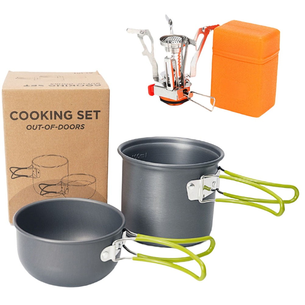 Compact and Camping Pot Set with Mini Stove Perfect for Outdoor Dining ...