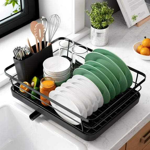 Compact dish drying rack for small kitchens, stainless steel sink ...