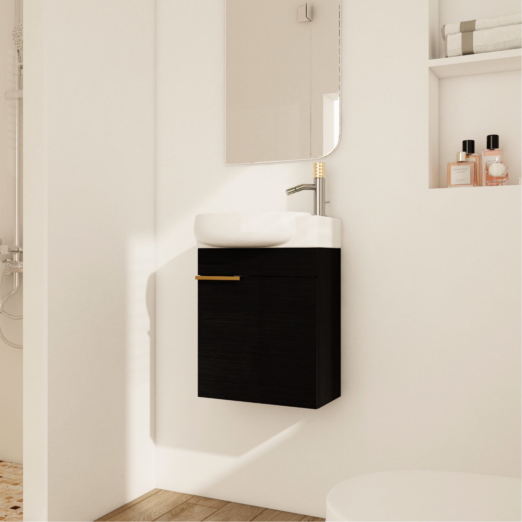 Compact size vanity - Soft close doors for noise reduction - In powder ...