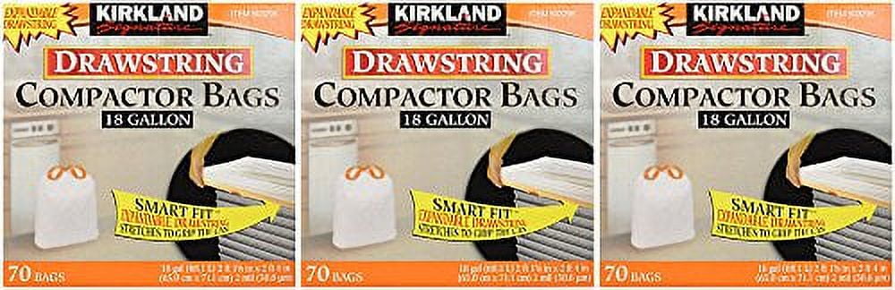 Compactor Bags, 18 Gallon, Fit Gripping Drawstring, 70 Count (3 Pack ...