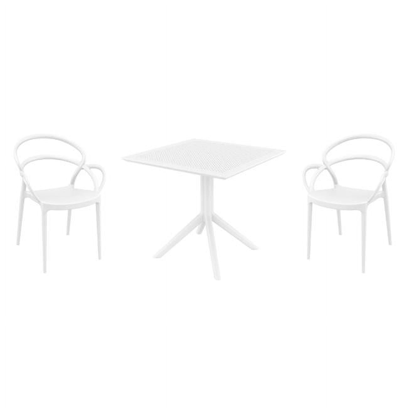 Compamia 31.5 x 31.5 x 29.5 in. Mila Patio Dining Set with 2 Arm Chairs ...
