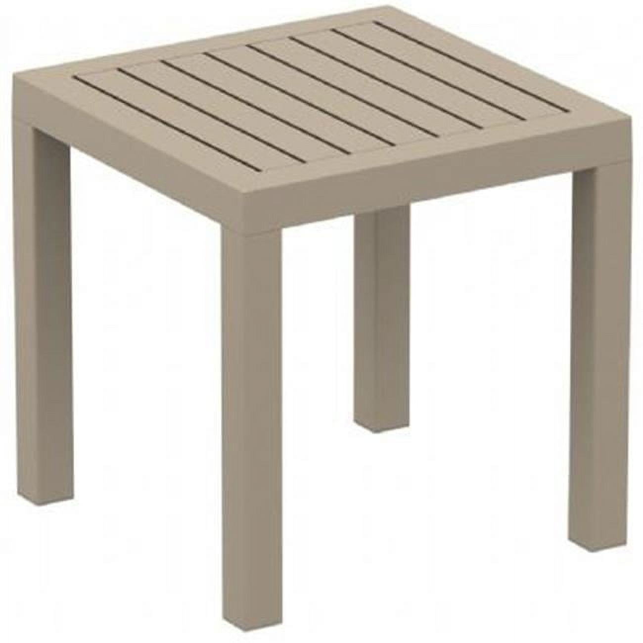Compamia Ocean Square Resin Patio Side Table in Dove Gray, Commercial ...