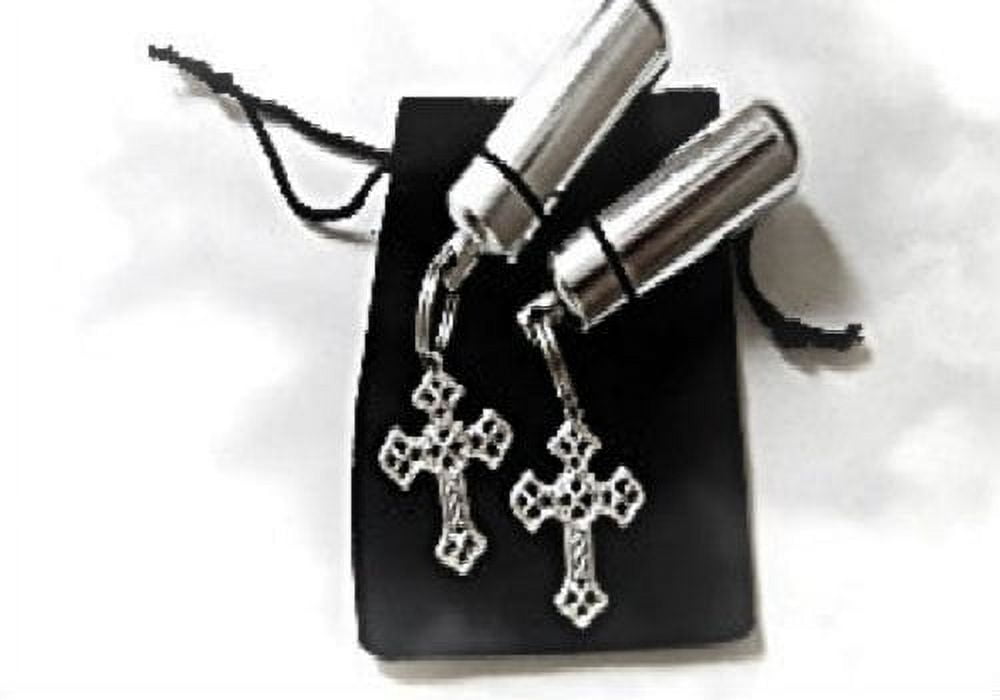 Companion Set of TWO Silver Filigree Cross CREMATION URN Keychains ...