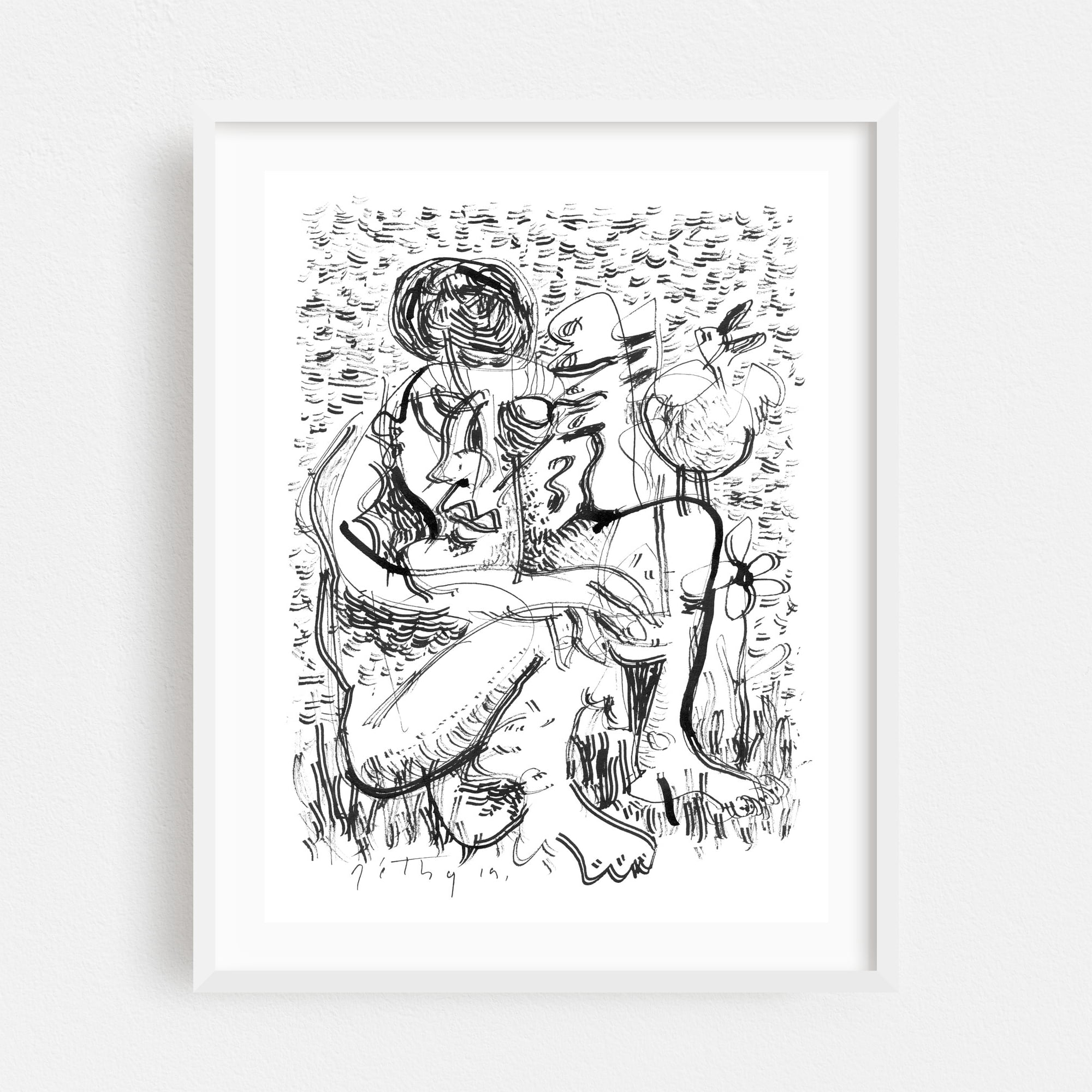 Companions - b&w - Drawing Abstract Line Art Modern Art Black and White ...