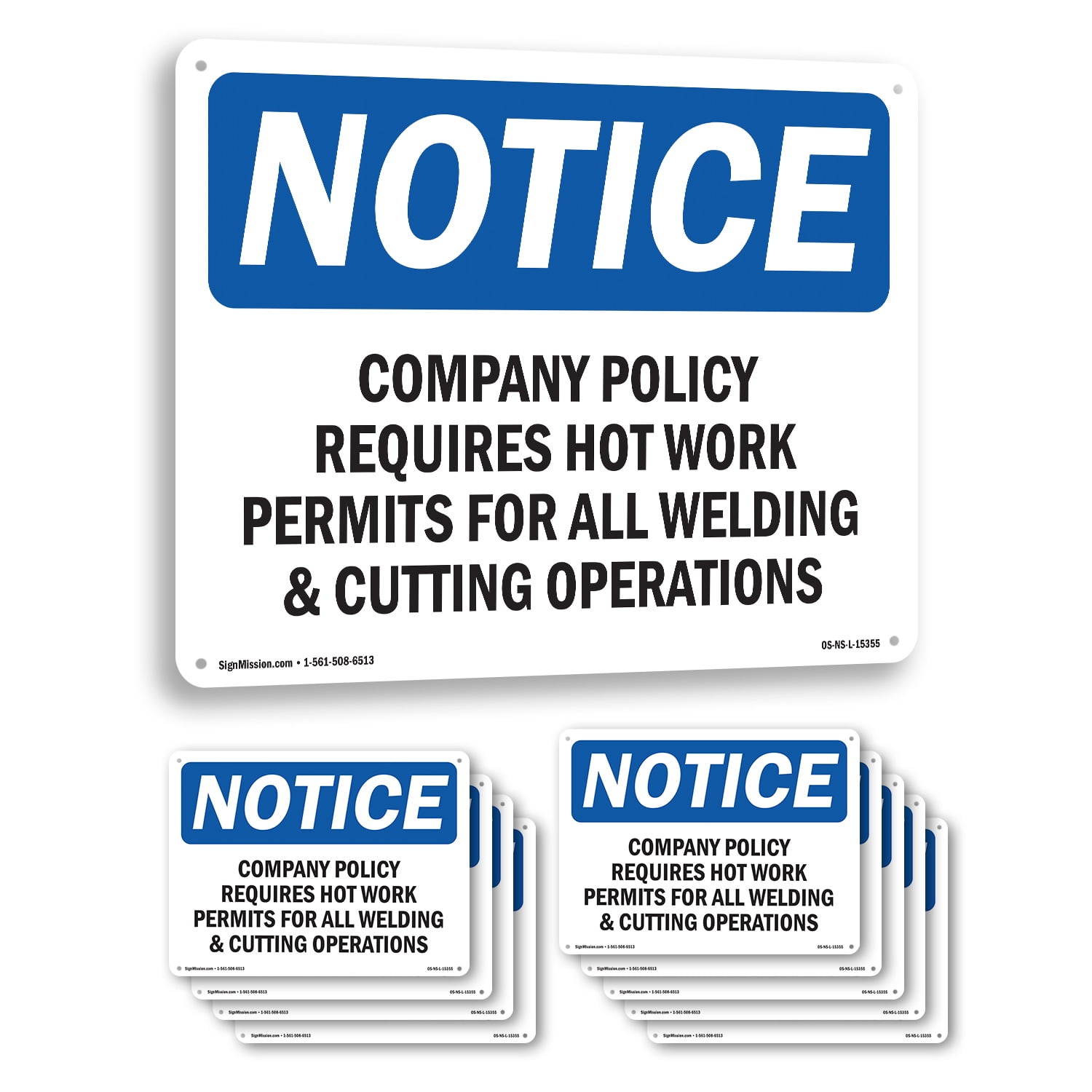 Company Policy Requires Hot Work Permits OSHA Notice Aluminum Sign 14 ...