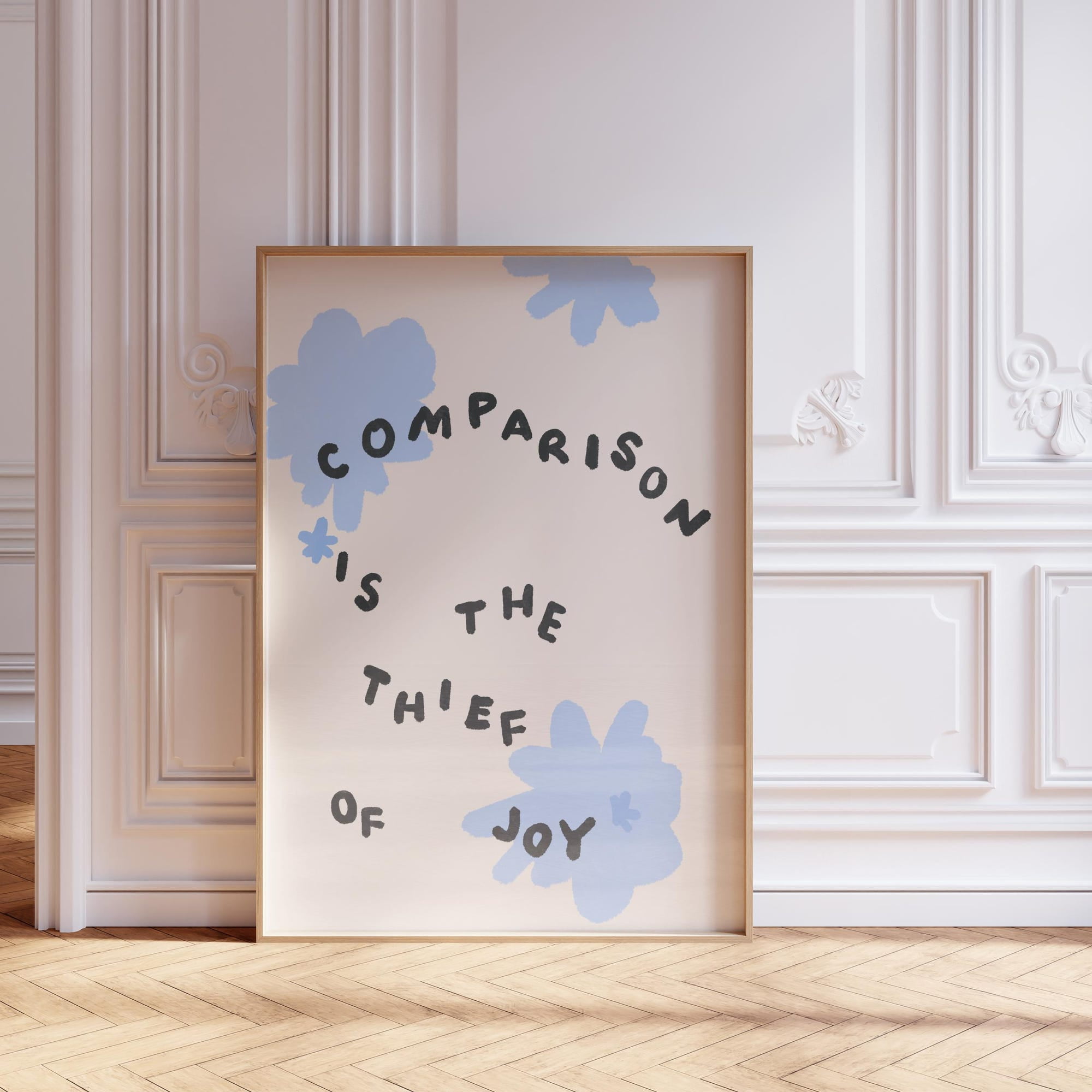 Comparison Is The Thief Of Joy Mantra Affirmation Quote Print, Abstract Wall Art, Bright ...