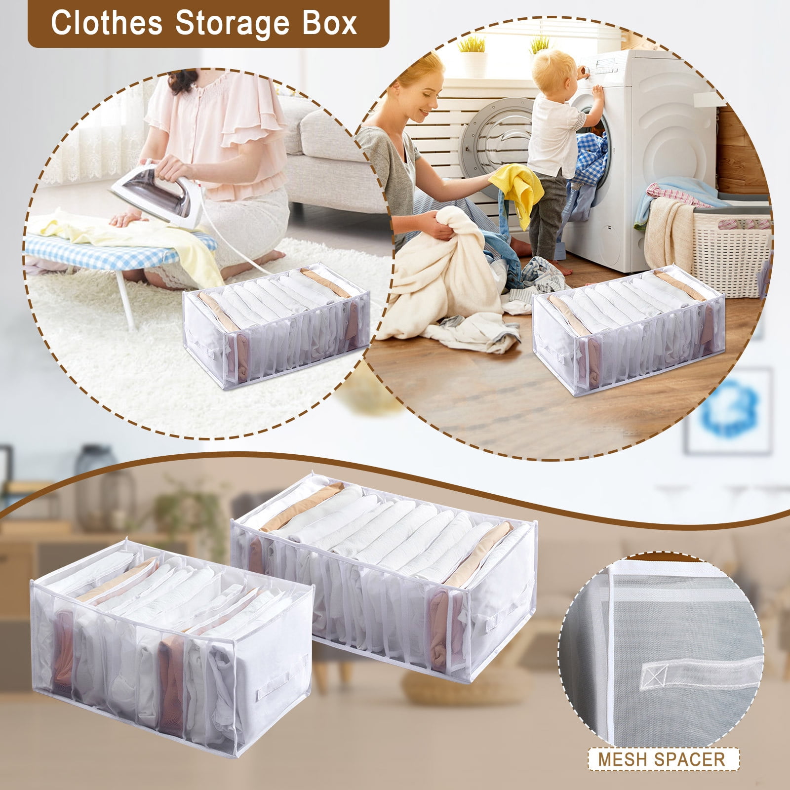 Compartment Box Mesh Storage Trouser Clothes Drawer Bag Storage Box ...