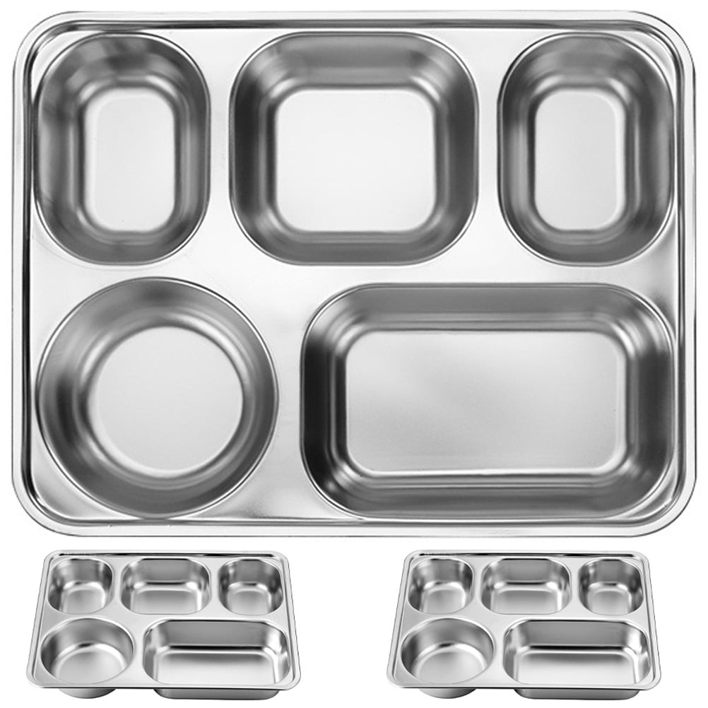 Compartment Fast Food Plate Plates 3 Pcs Tray Cafeteria Trays School ...