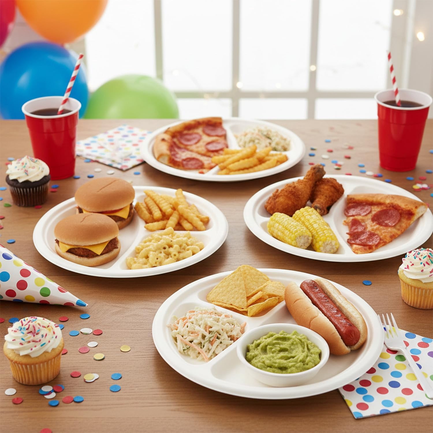 Compartment Plates Premium 10-Inch 250 Pack Compostable - Sugarcane ...