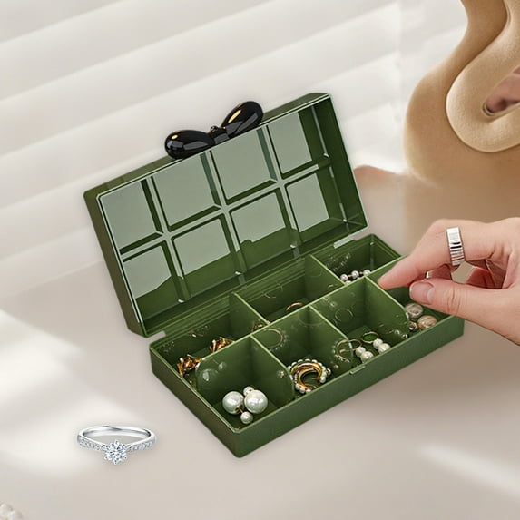 Compartment Portable Jewelry Box Plastic Earrings Storage Box Durables ...