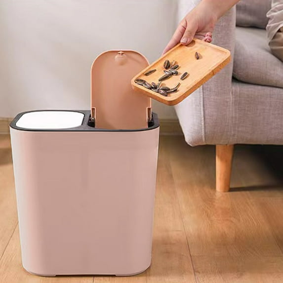 Compartment Trash Can For Kitchen Waste White Waste Container With Lid ...