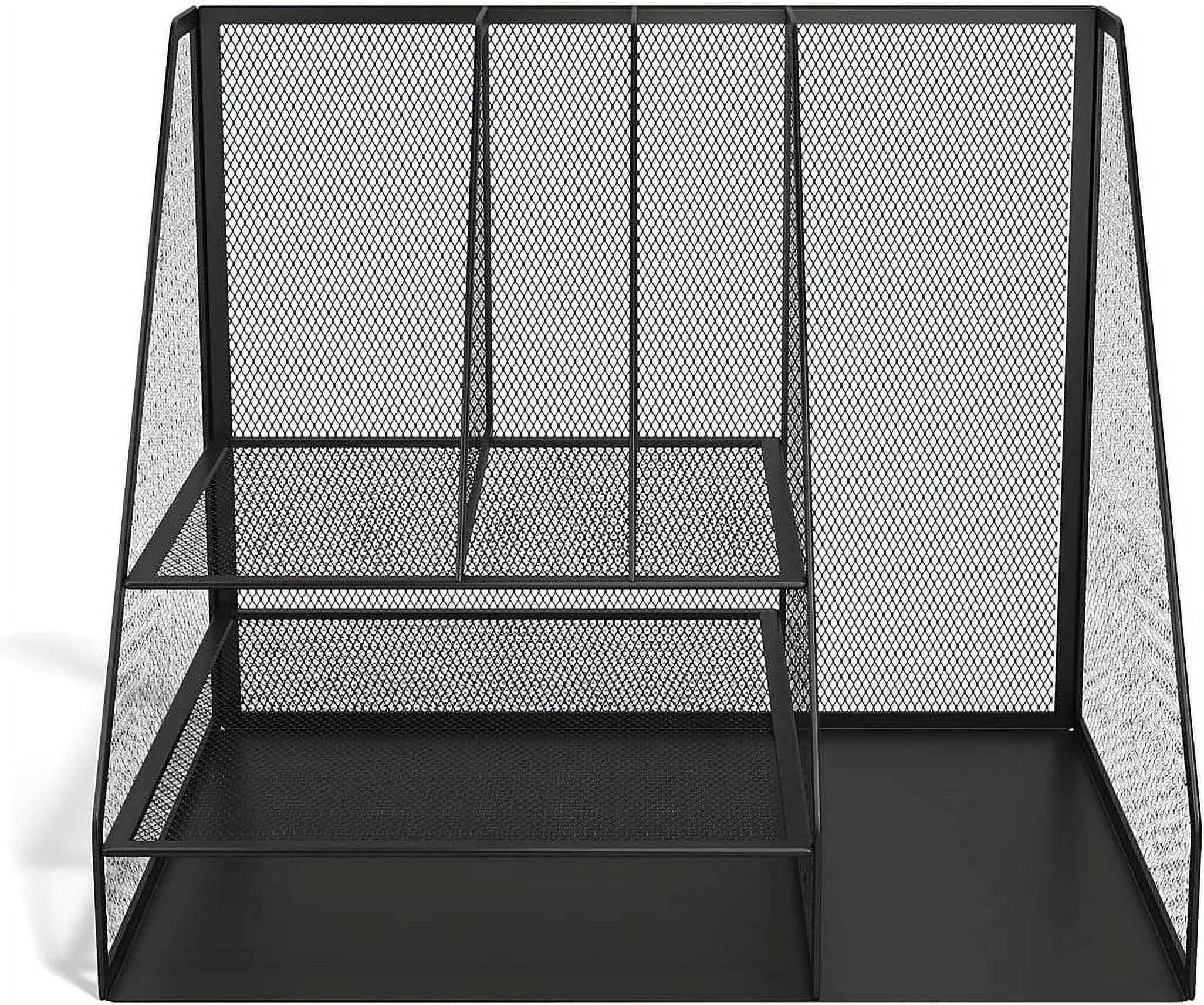 Compartment Wire Mesh Desk Organizer, Matte Black, 2/Pack (TR57533-CCVS ...