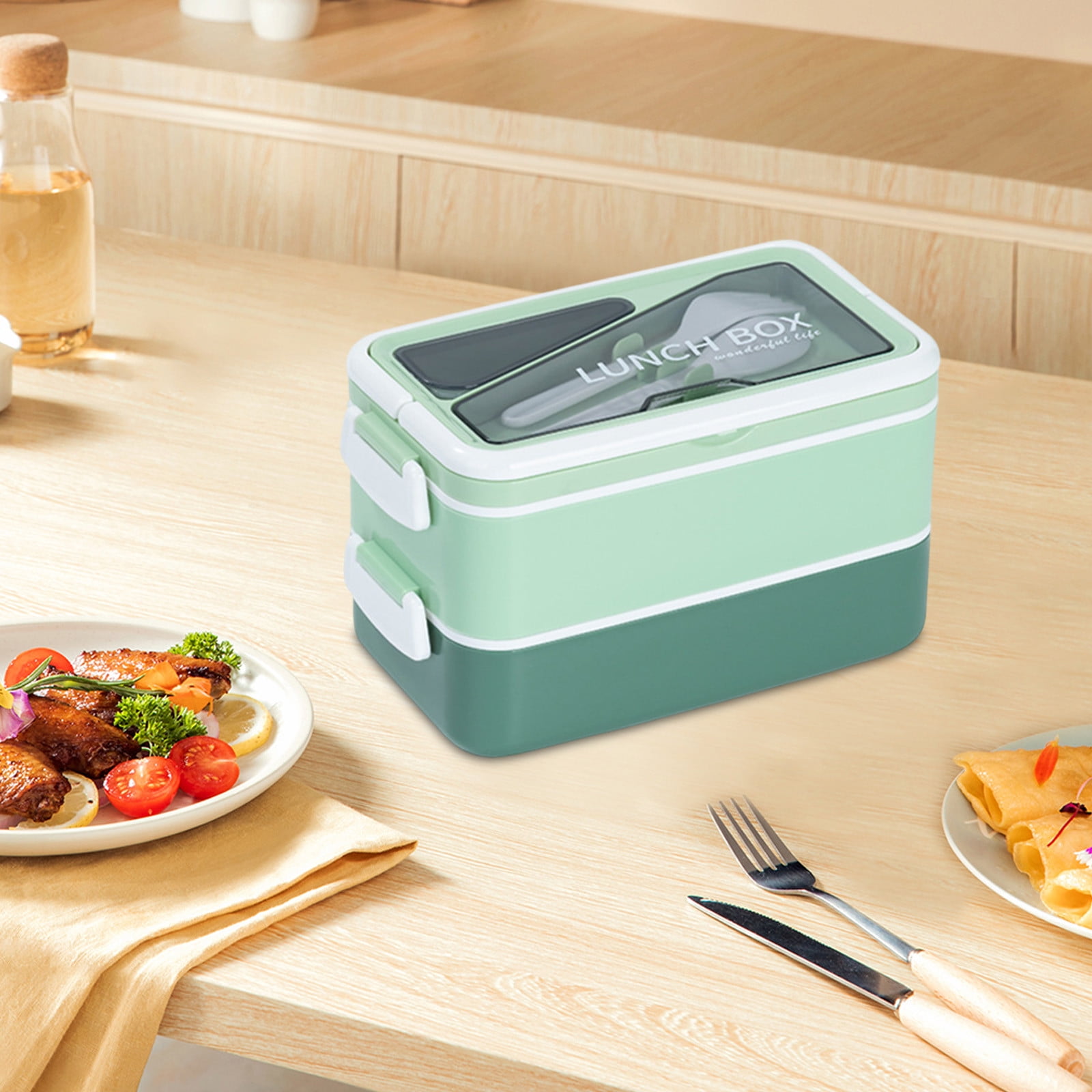 Compartmentalized Lunch Box Wave Safe for Adults Learner Office Workers ...