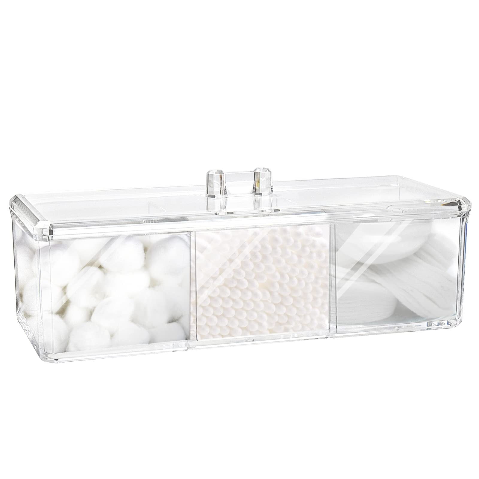 Compartments Cotton Ball Holder, Bathroom Canisters for Cotton Swab ...