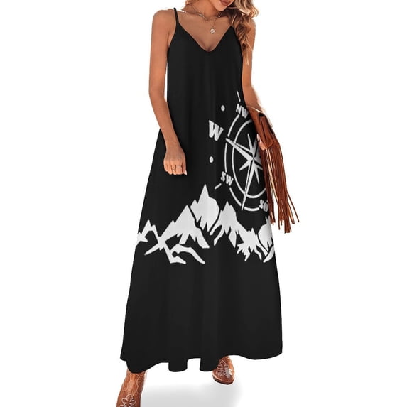 Compass Camping Hiking Mountains Sleeveless Dress Dresses Women Summer ...