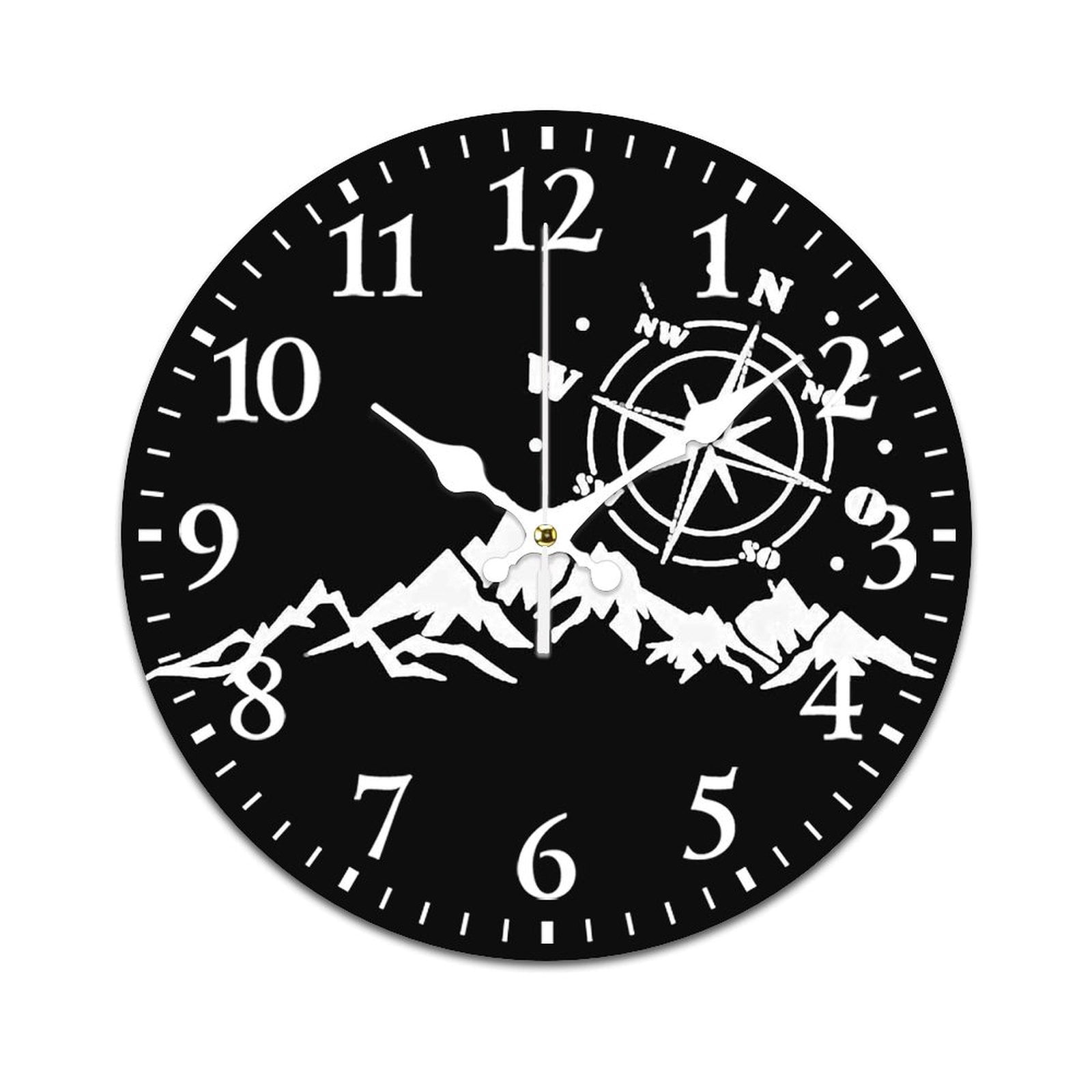 Compass Camping Hiking Mountains Wall Clock Modern Design Clocks Wall ...