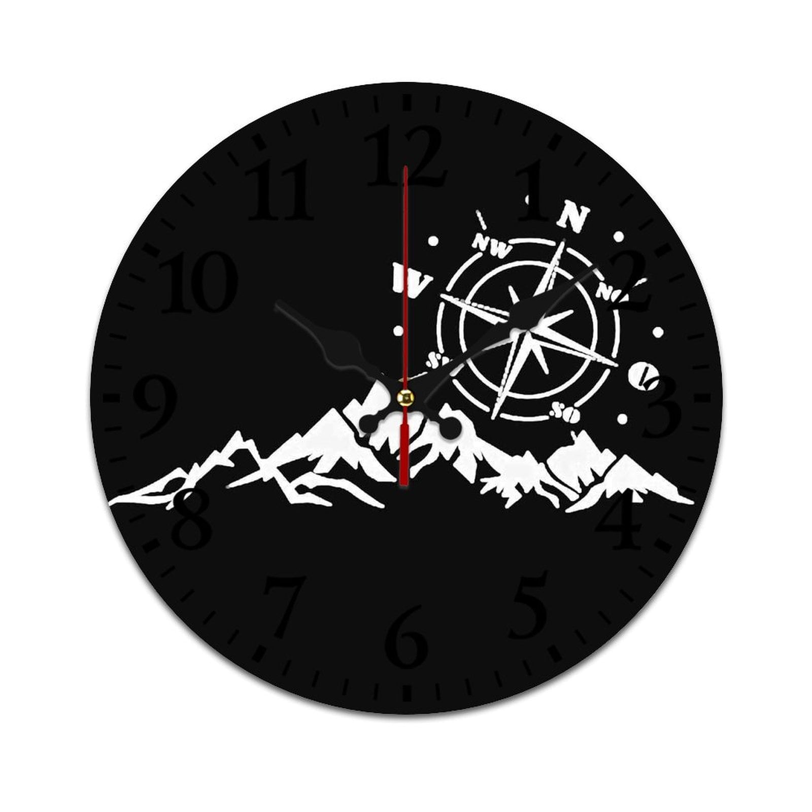 Compass Camping Hiking Mountains Wall Clock Modern Design Clocks Wall ...