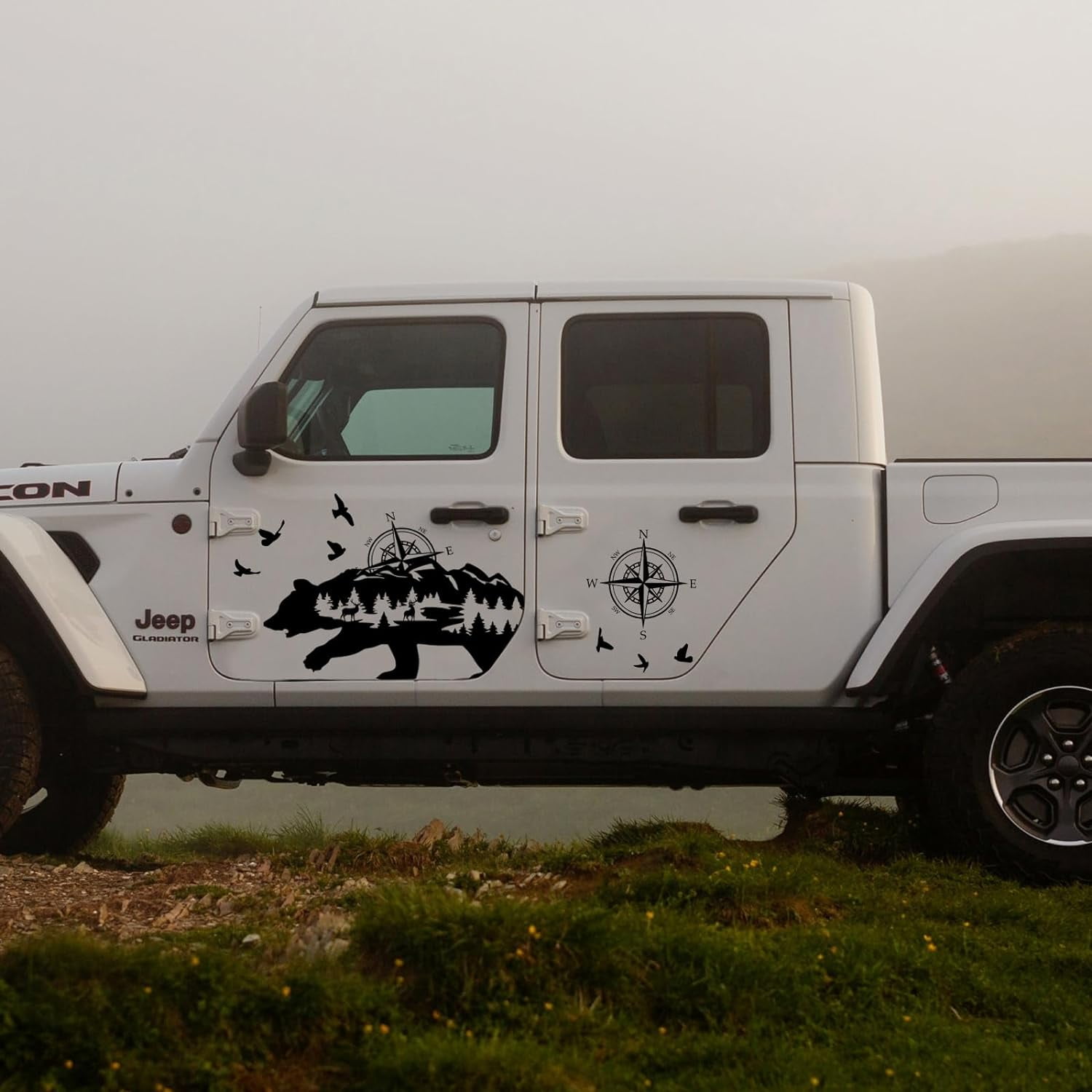 Compass Car Sticker Bear Mountains Car Side Decal Vinyl Car Sticker ...