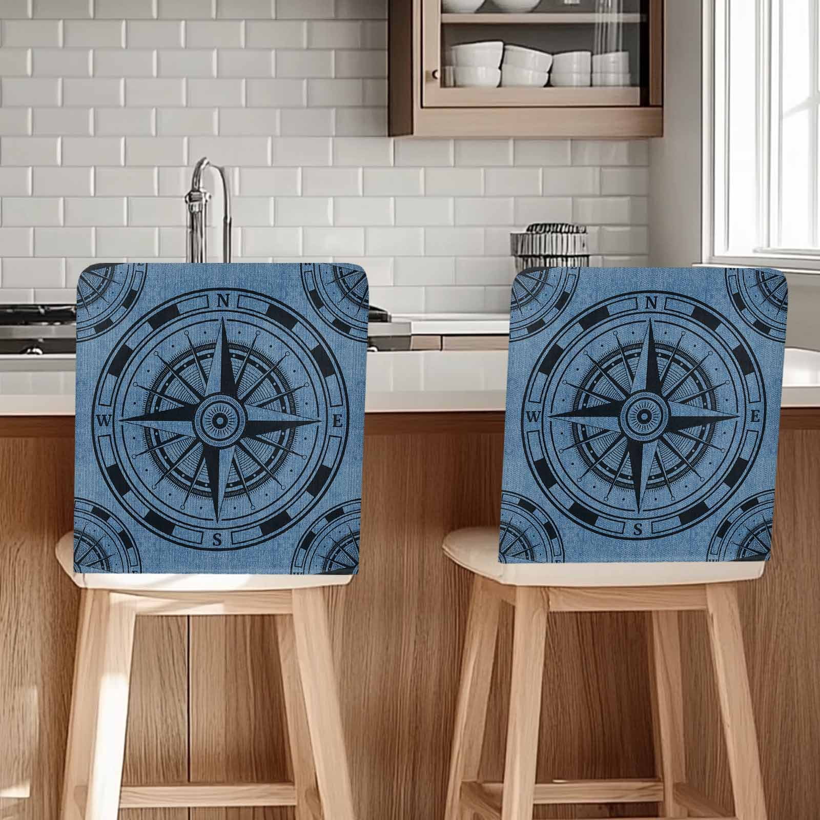 Compass Circle Chair Covers Set of 6 Dot Abstract Geometric Chair Back ...