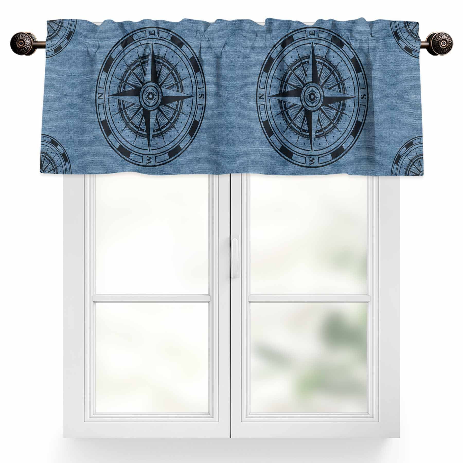 Compass Circle Valances for Windows, 42 x 18in, Dot Abstract Geometric ...