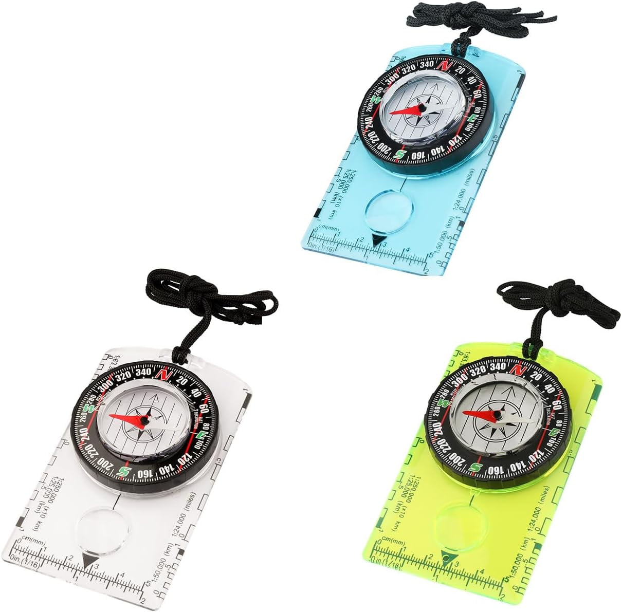 Compass Clear+Blue+Green Outdoor Compass with Adjustable Declination ...