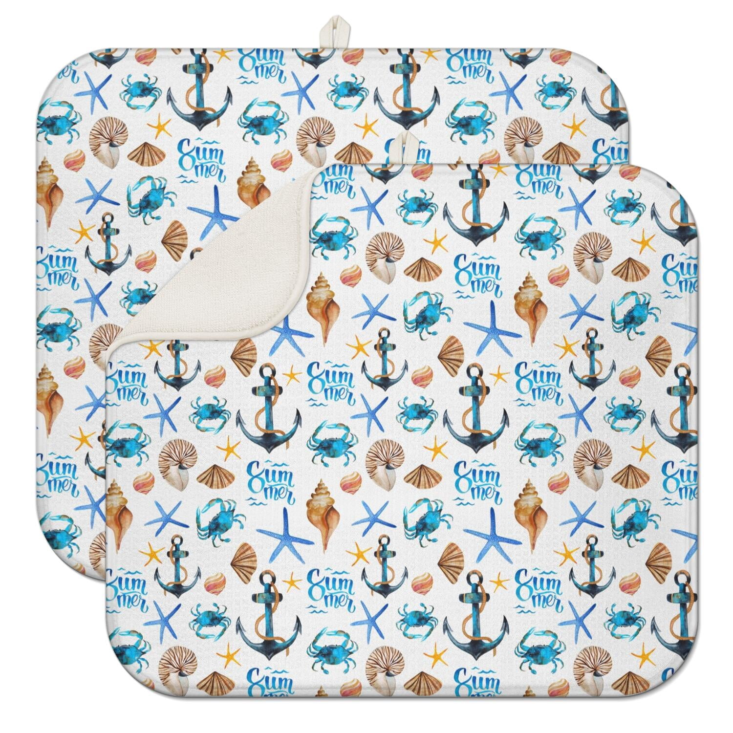 Compass Coral Coffee Mat Nautical Anchor Boat Sea Seaside Coastal ...