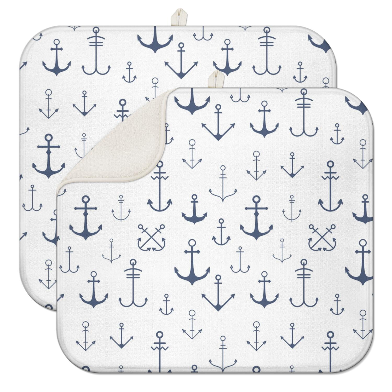 Compass Coral Coffee Mat Nautical Anchor Boat Sea Seaside Coastal ...