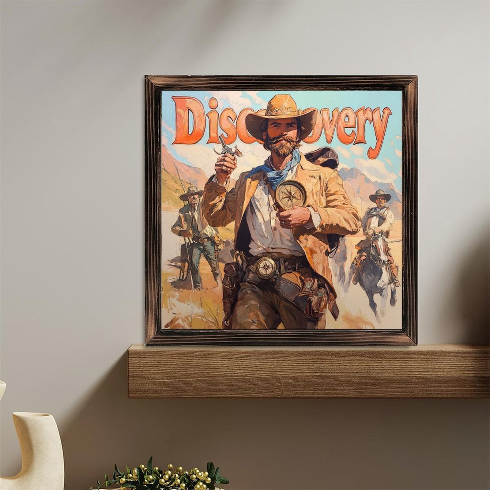 Compass Cowboy Art Wooden Sign Wall Plaque - Vintage Art Decoration ...
