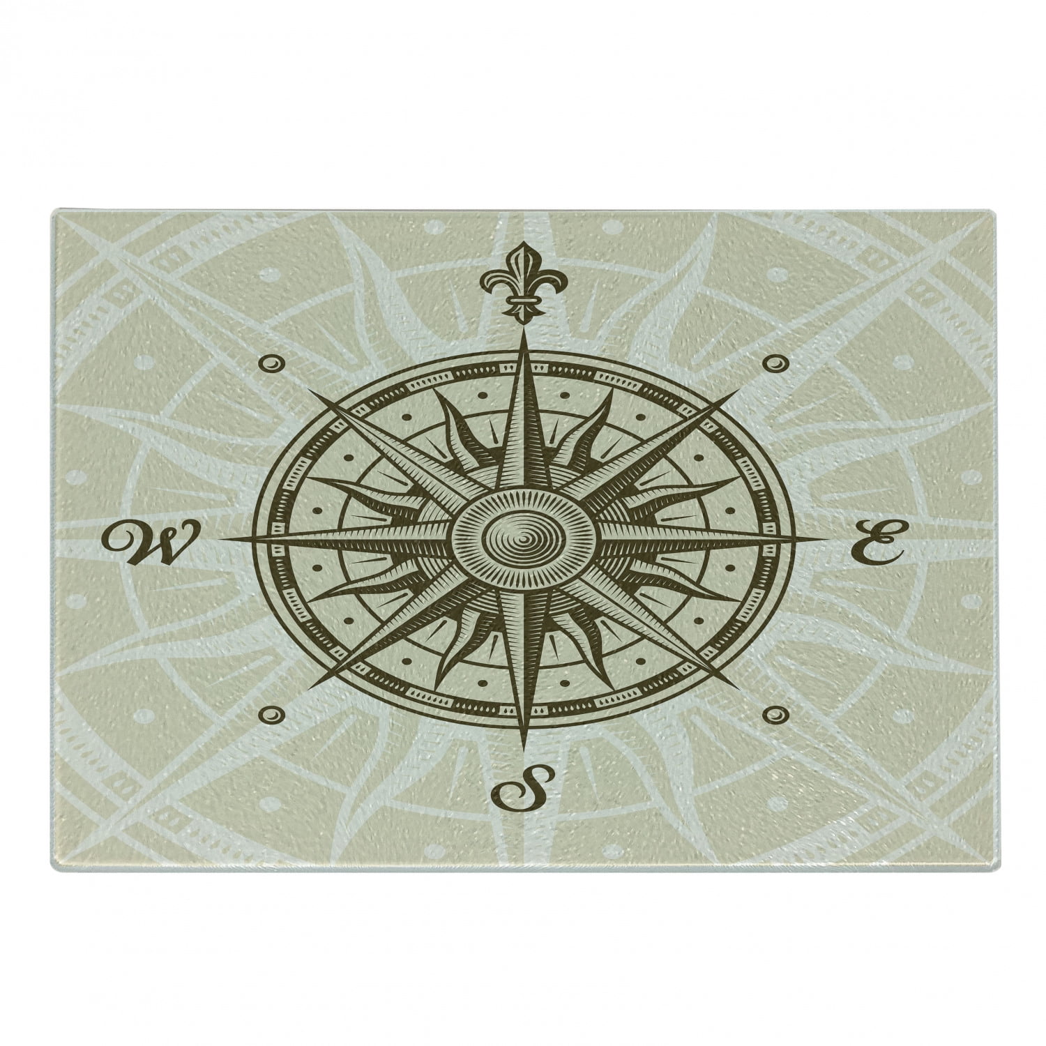 Compass Cutting Board, Sun Motif Backdrop with Windrose Directions East ...