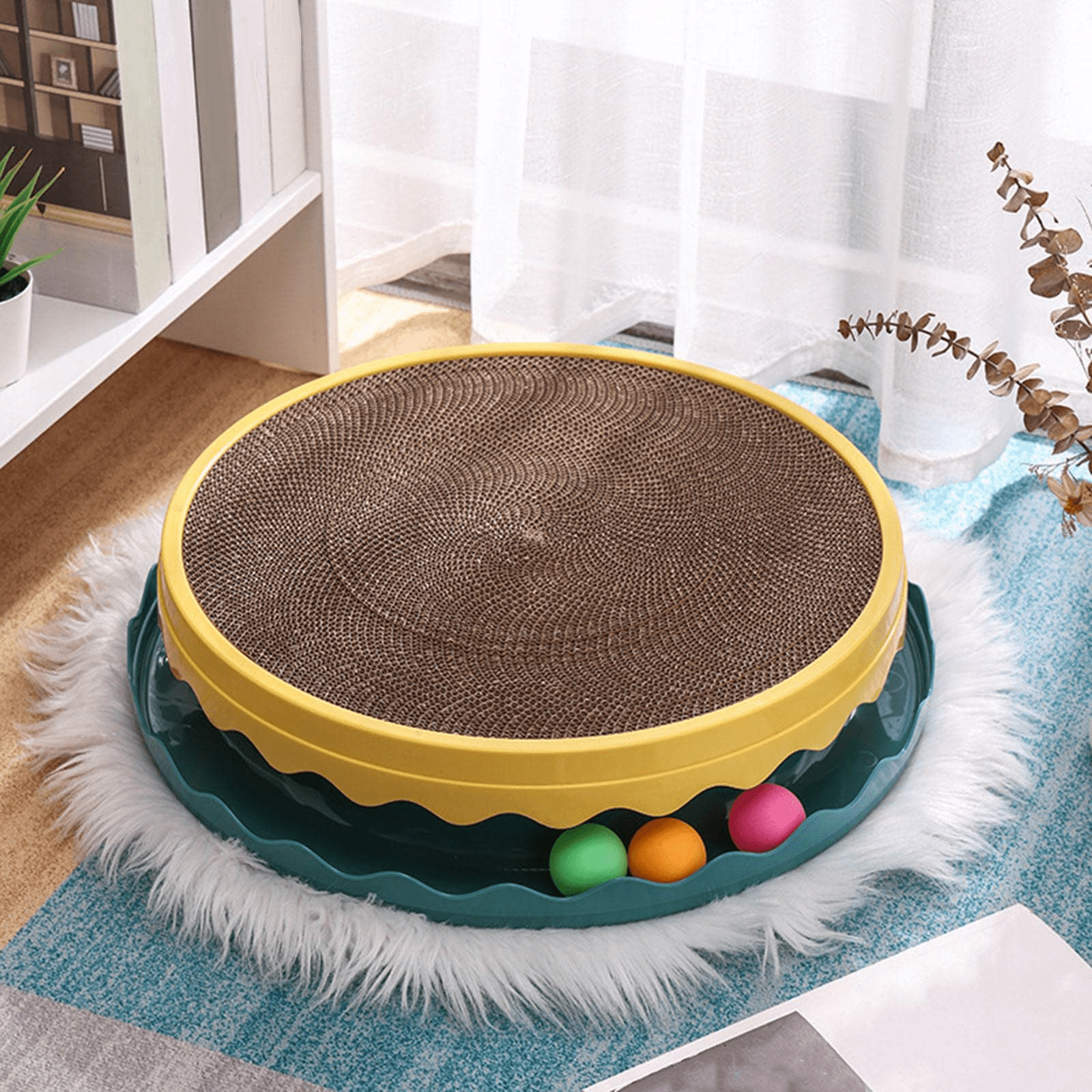 Compass Design Cat Scratching Hopper - Ball & Mouse Toys Included ...