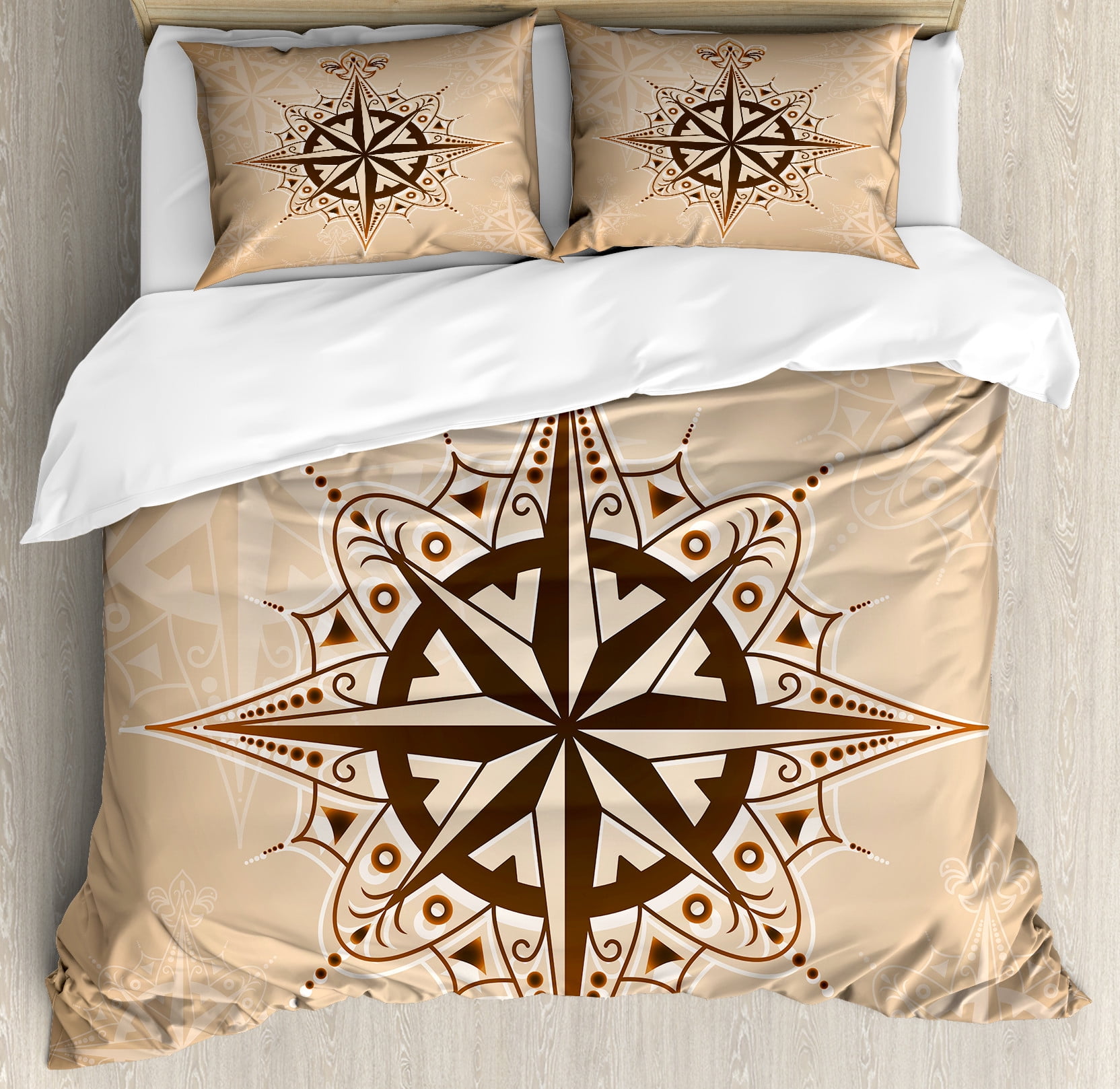 Compass Duvet Cover Set, Abstract Navigation Sailing Method Navigation ...