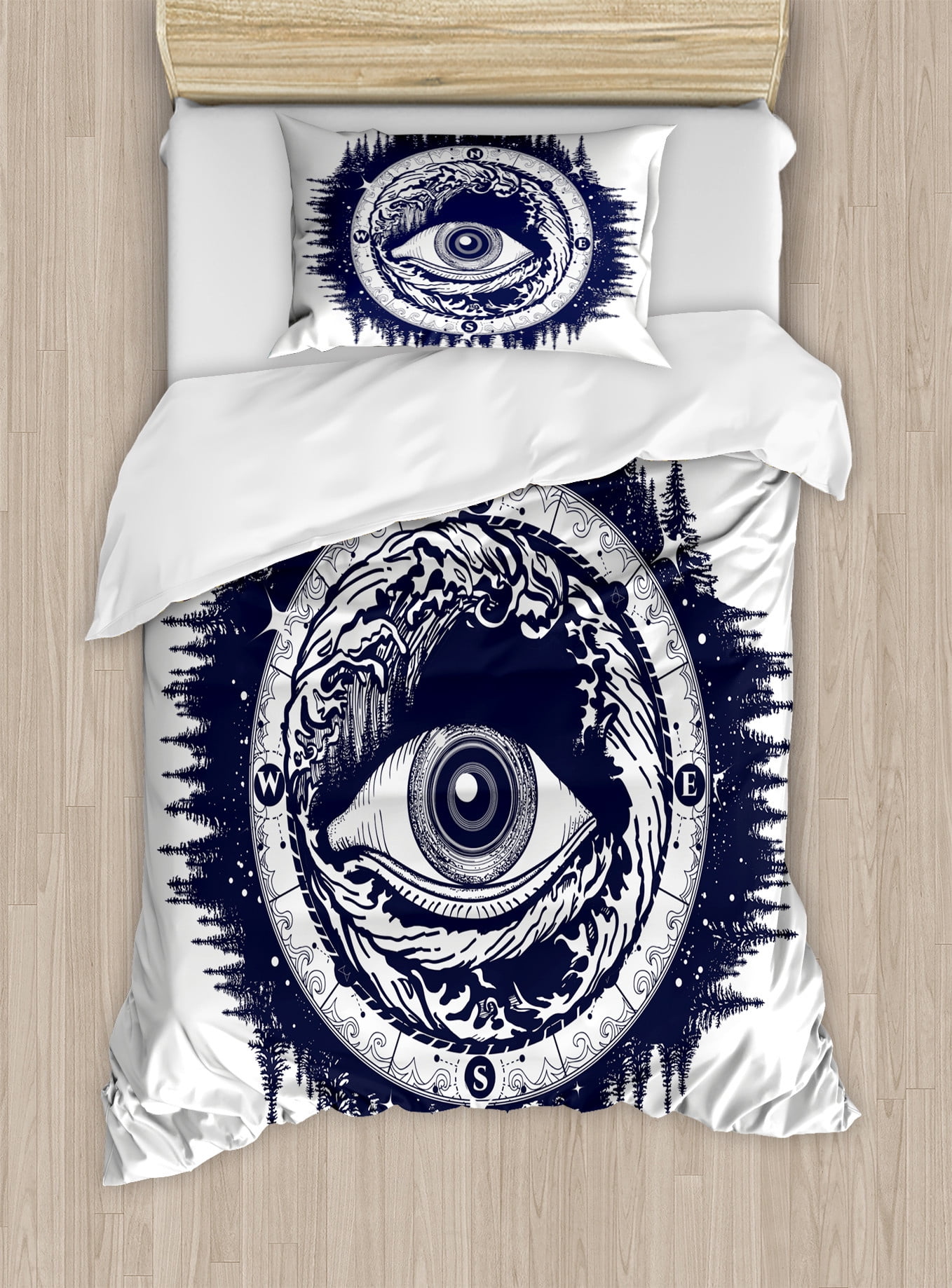 Compass Duvet Cover Set, All Seeing Eye Compass with Directions ...