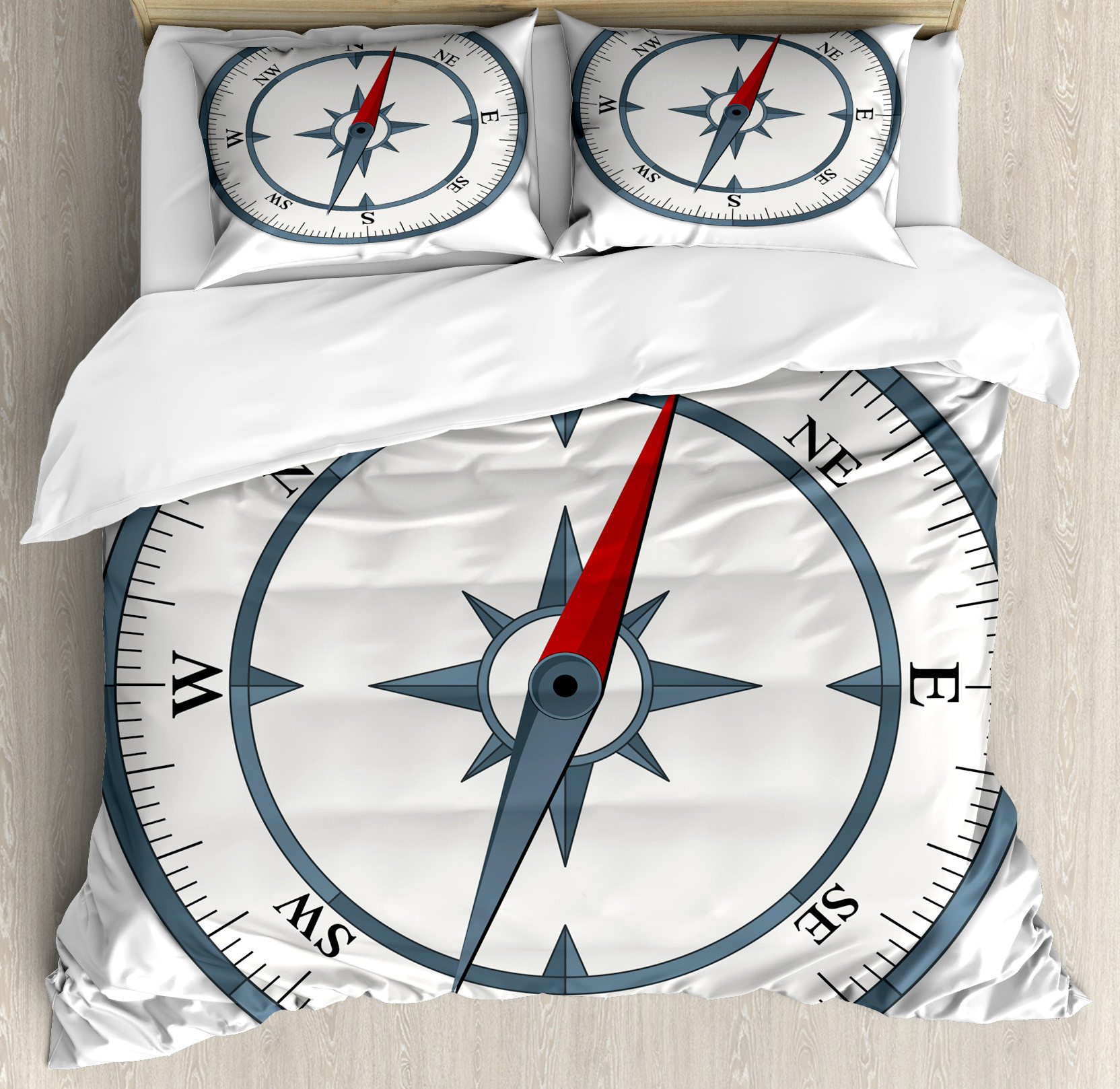Compass Duvet Cover Sets, Minimalist Design Compass Windrose Finding ...