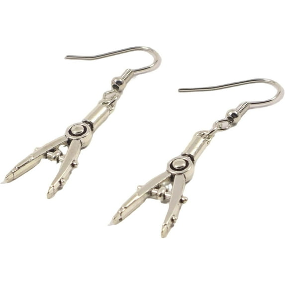 Compass Earrings For Math Lovers - Alloy Dangle Earrings With Metallic ...