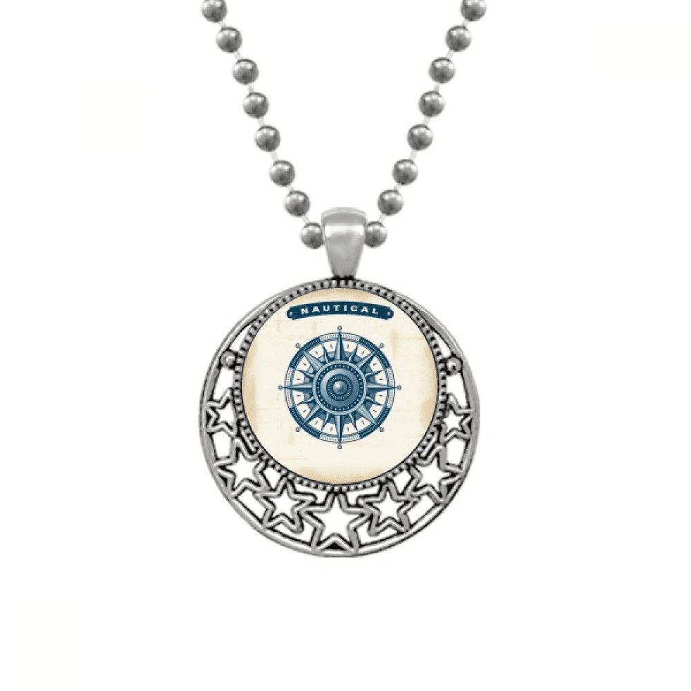 Compass Exploration Military Ocean Necklaces Pendant Retro Moon Stars ...