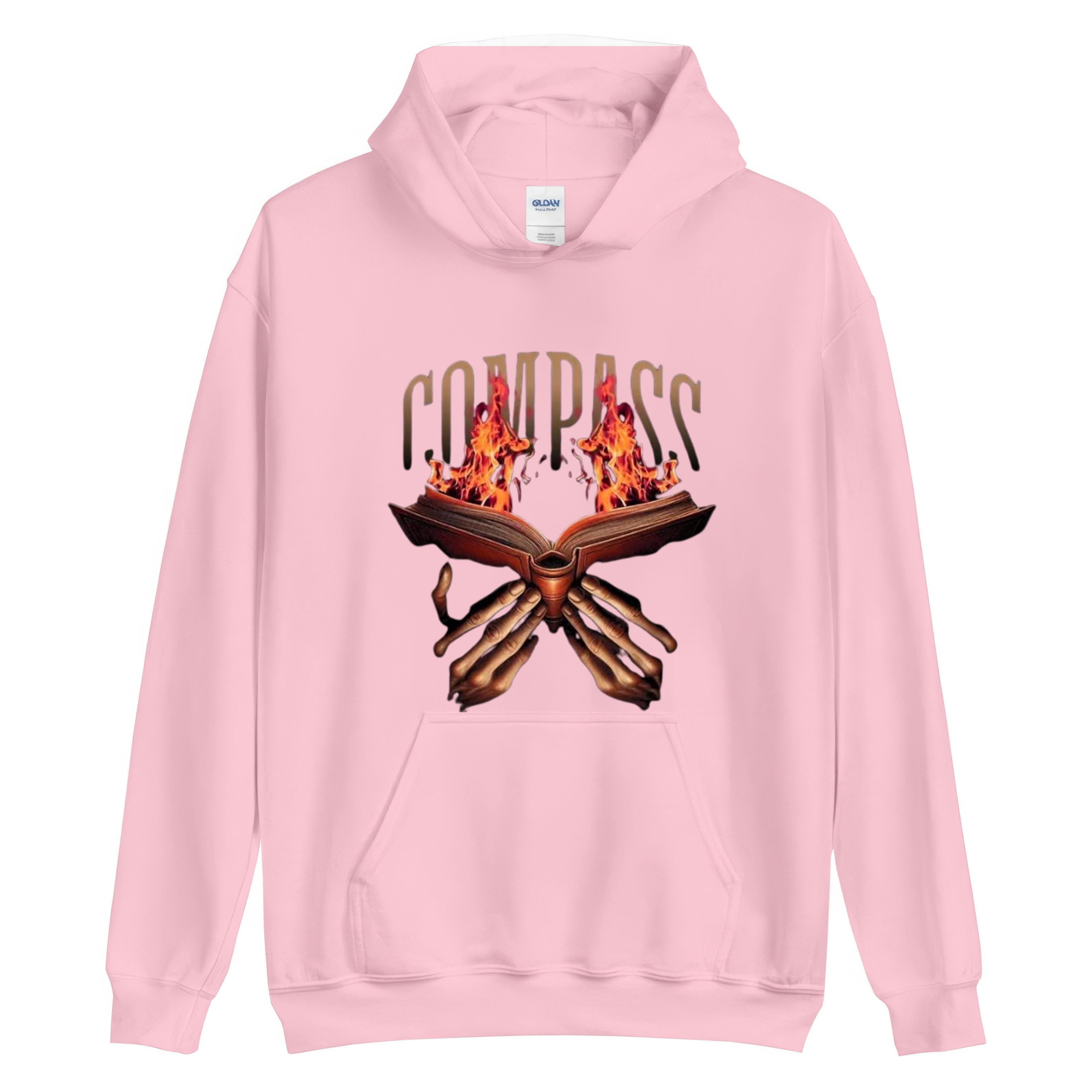 Compass Flames Burning Book Graphic Tee Spiritual Design Shirt-C ...