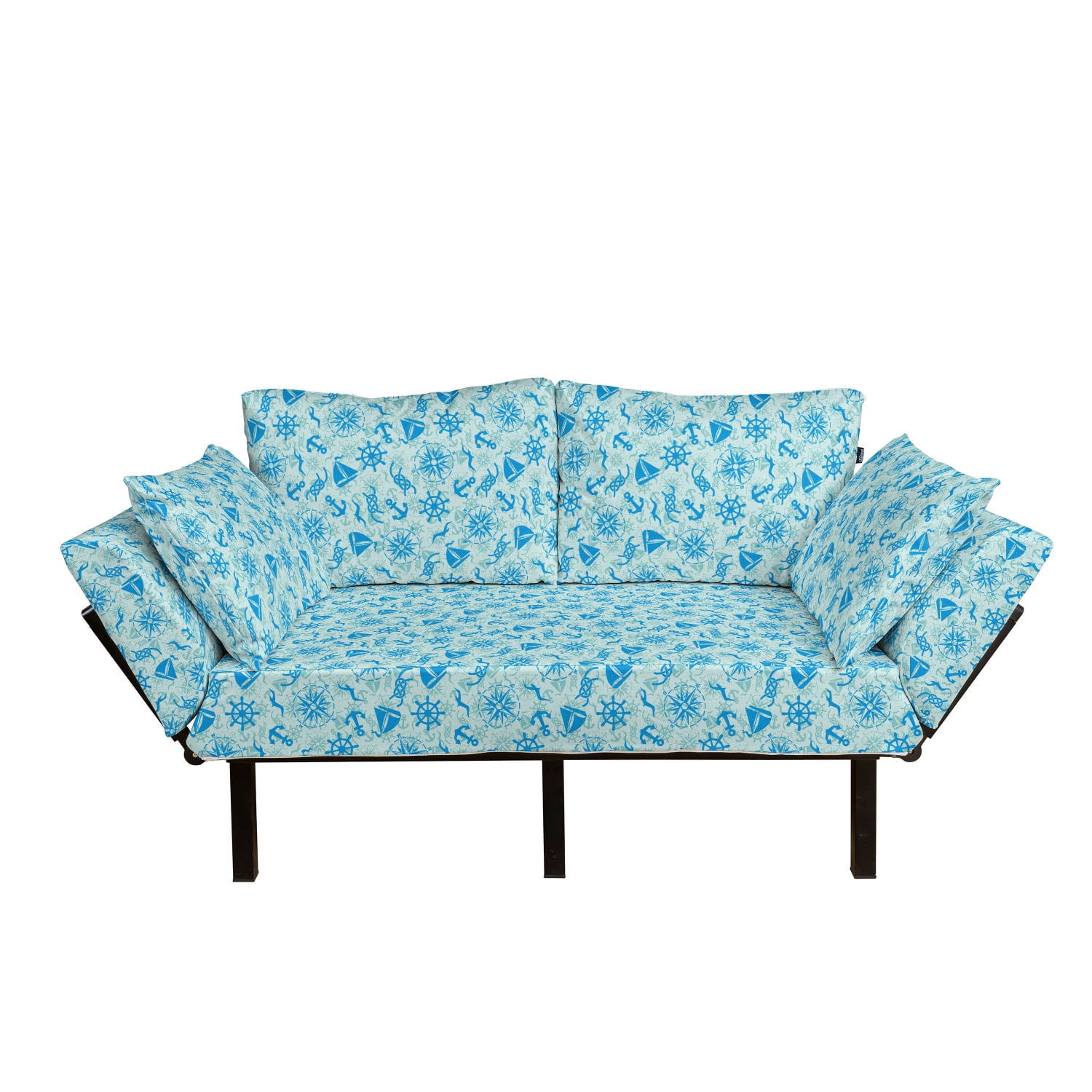 Compass Futon Couch, Various Nautical with Seagulls Anchor Sailor Knot ...