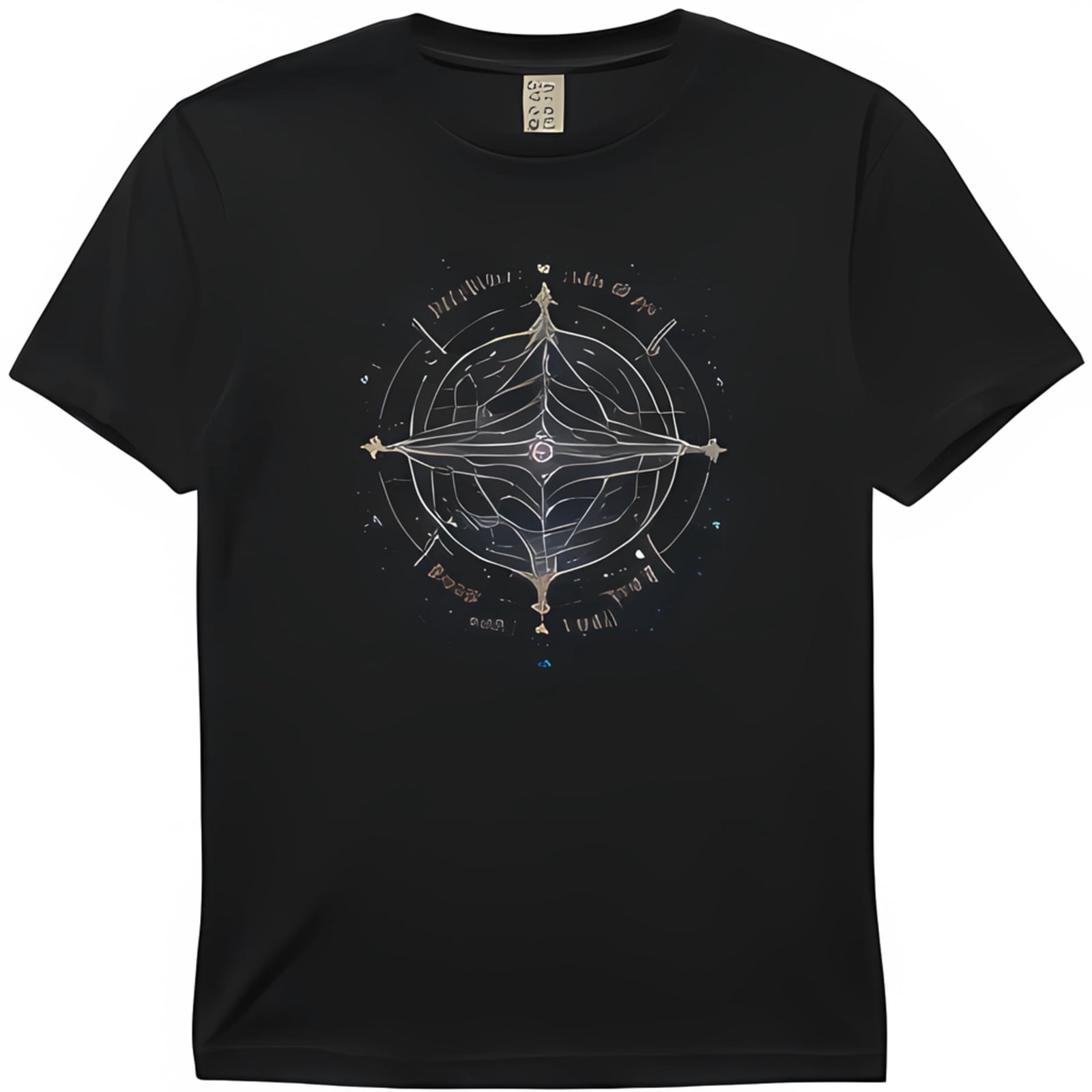 Compass Graphic Black T-Shirt Intricate Design with Geometric Patterns ...