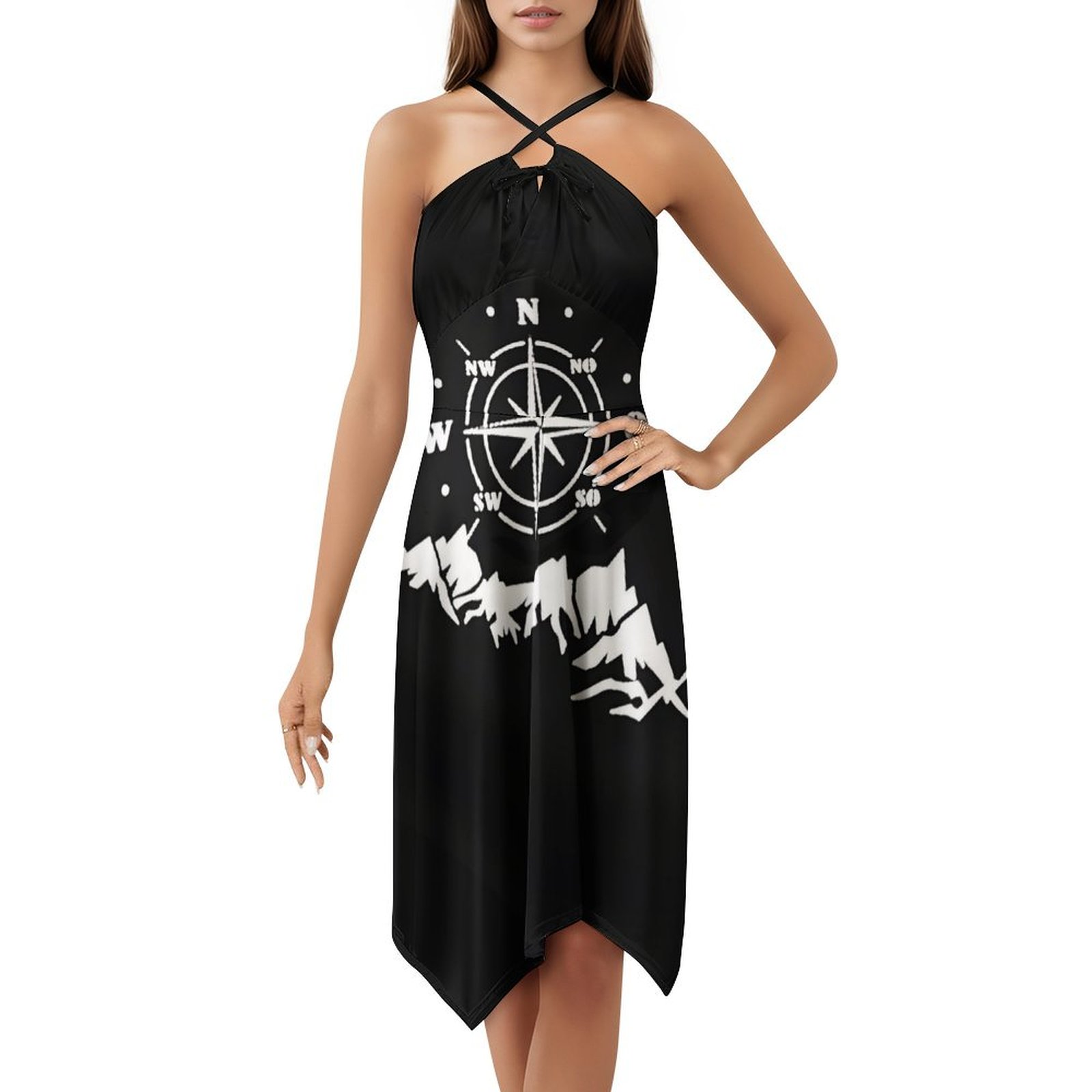 Compass Graphics Dress Elegant Party Dresses Evening Dresses Women Dress Long Dresses Sleeveless ...